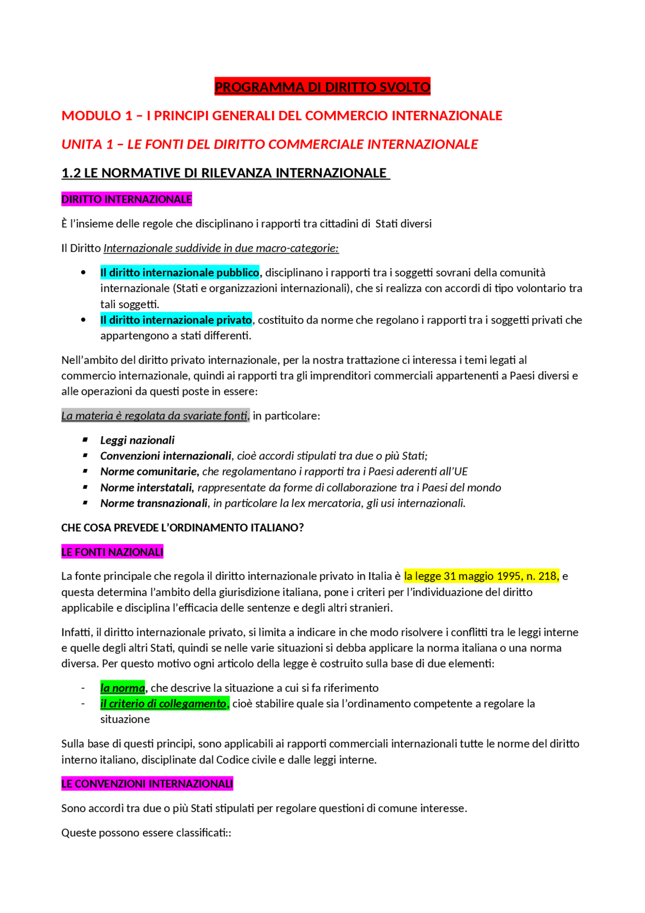 Programma Di Diritto Svolto Durante Lanno Appunti Di Diritto Docsity