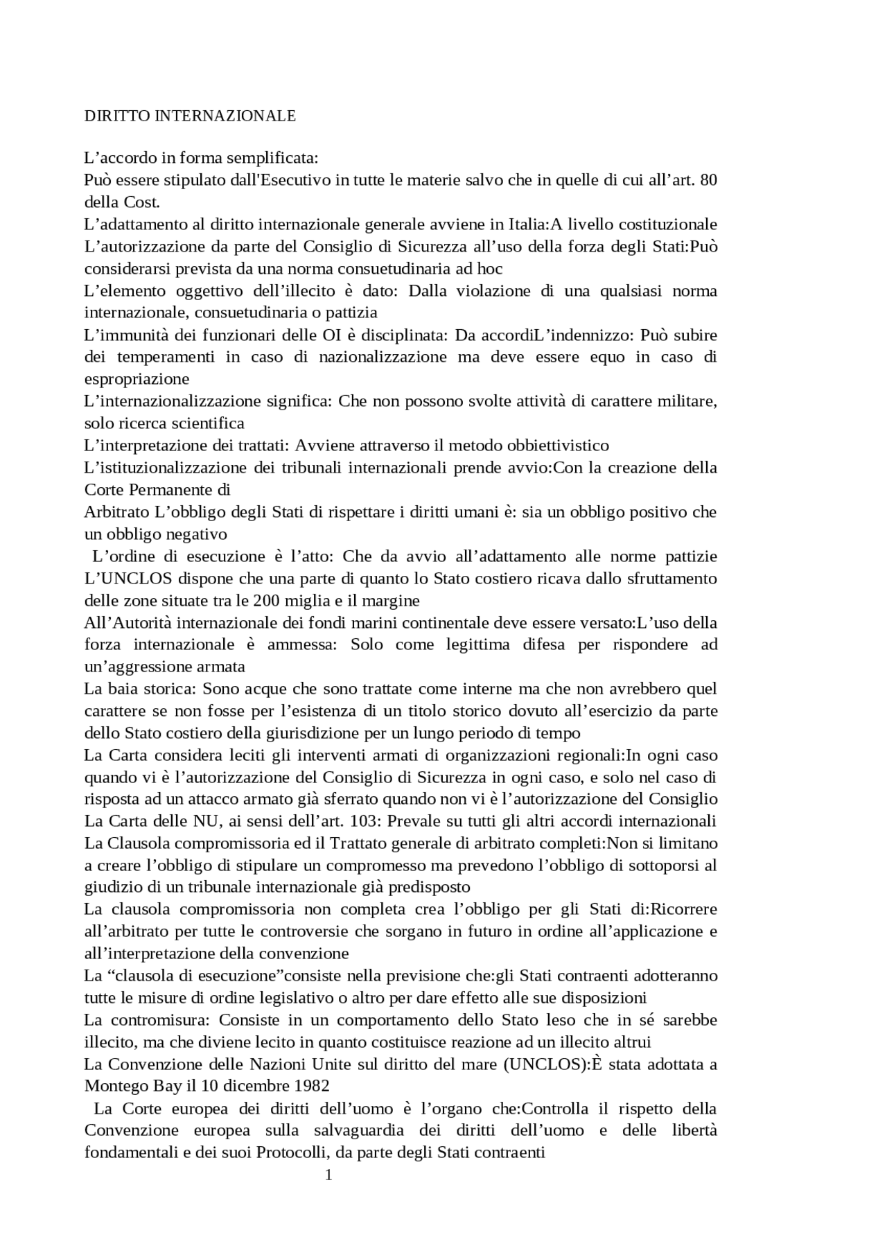 Diritto internazionale domende complete | Panieri di Diritto Internazionale - Docsity