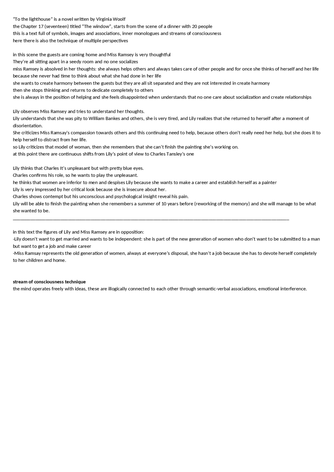 To the lighthouse - Virginia Woolf - Docsity