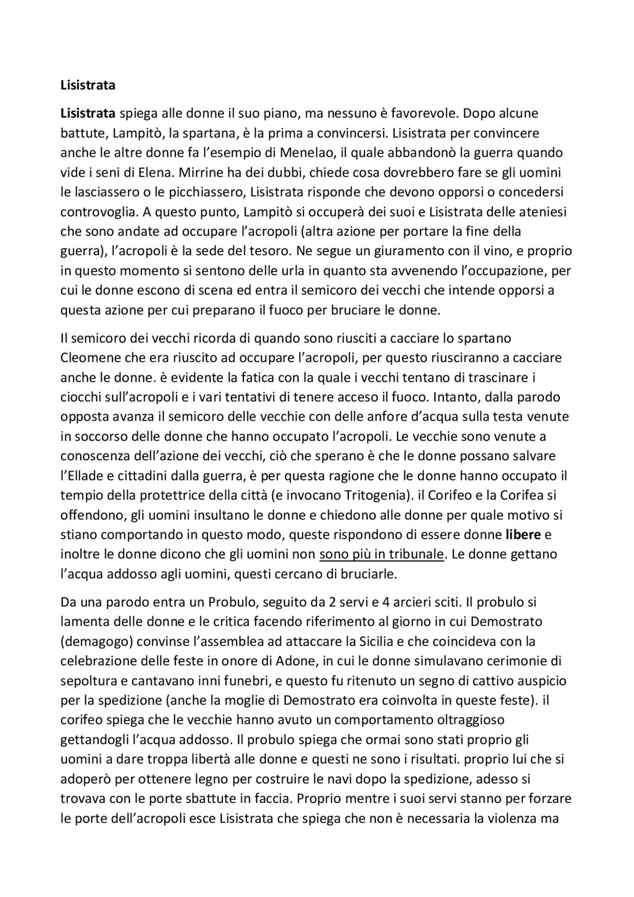 Commedia Lisistrata Di Aristofane Docsity