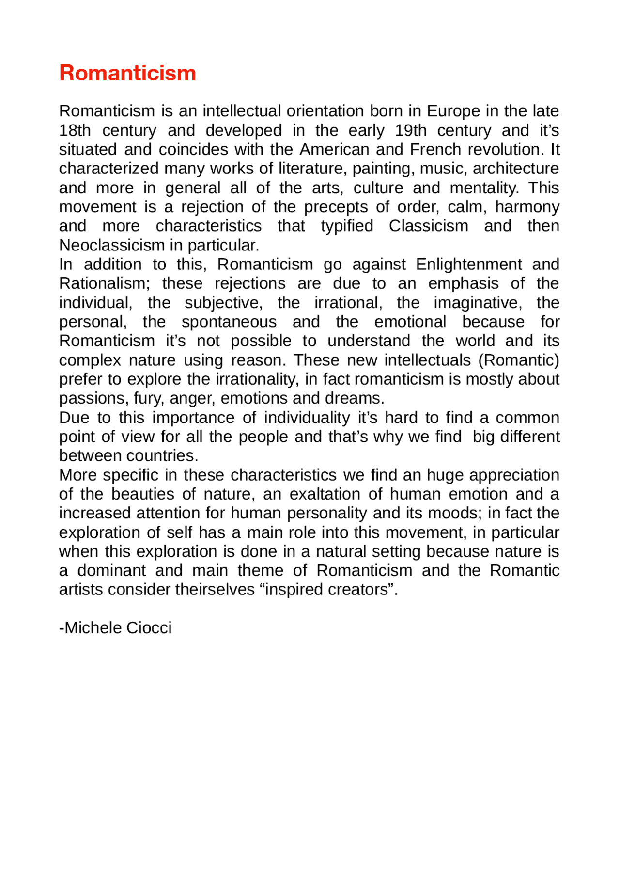 Literature in Romanticism - Docsity