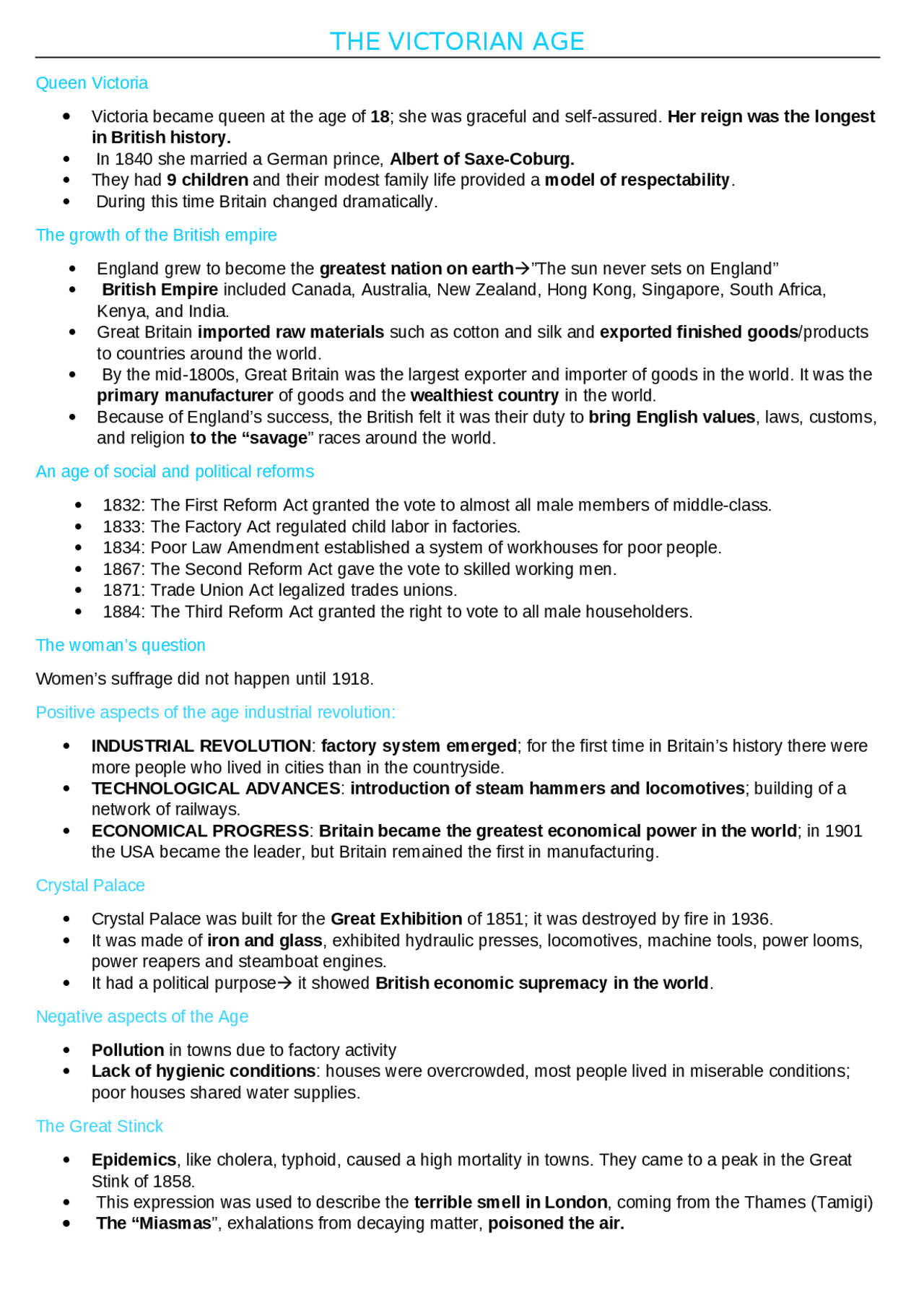 THE VICTORIAN AGE (1837-1901) - Docsity