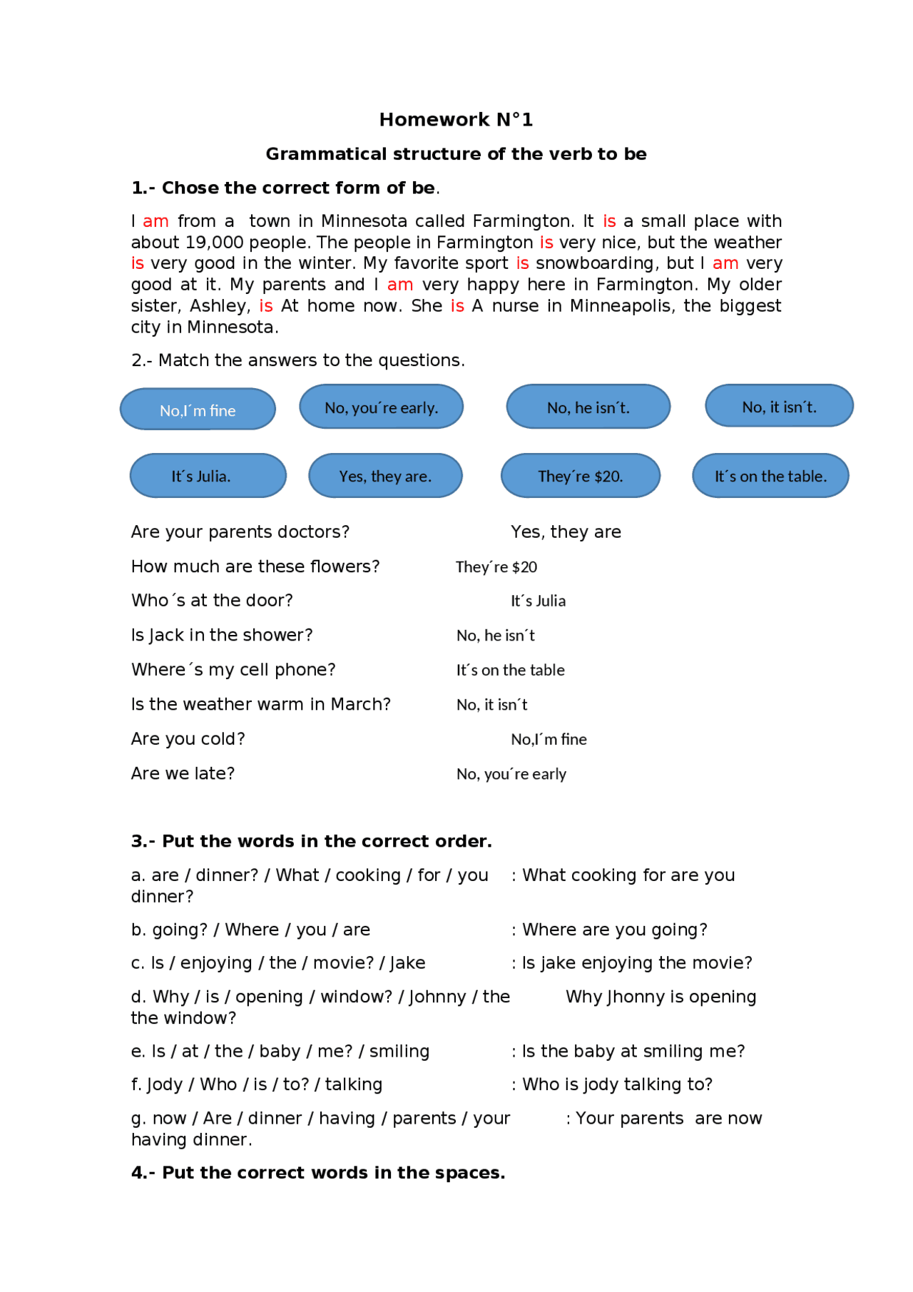 Ejercicios De Inglés Docsity