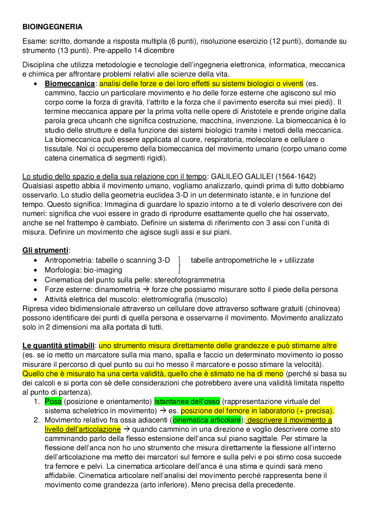 Bioingegneria Silvia Fantozzi Stampa Appunti Di Bioingegneria