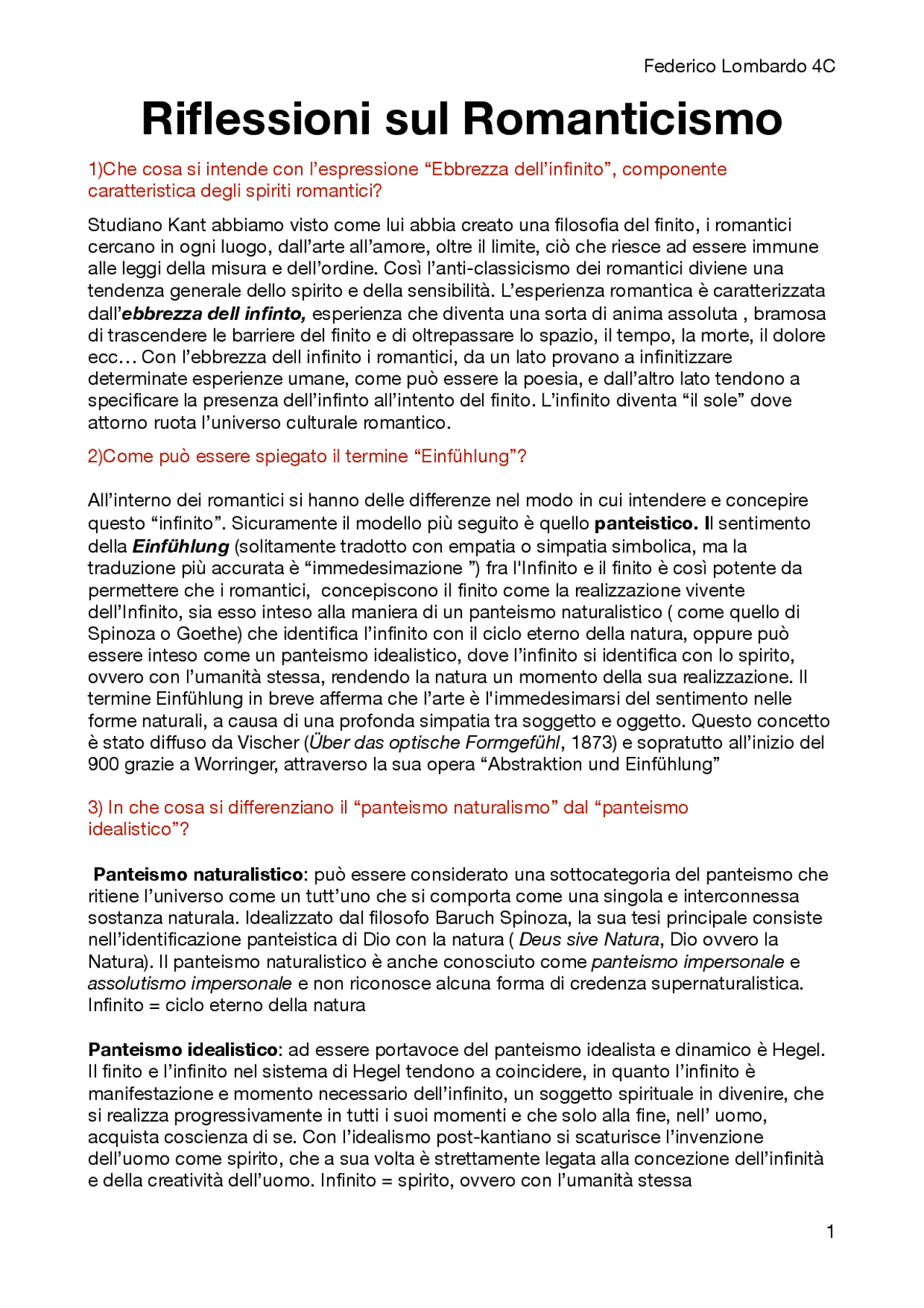 Riflessioni Sul Romanticismo Docsity