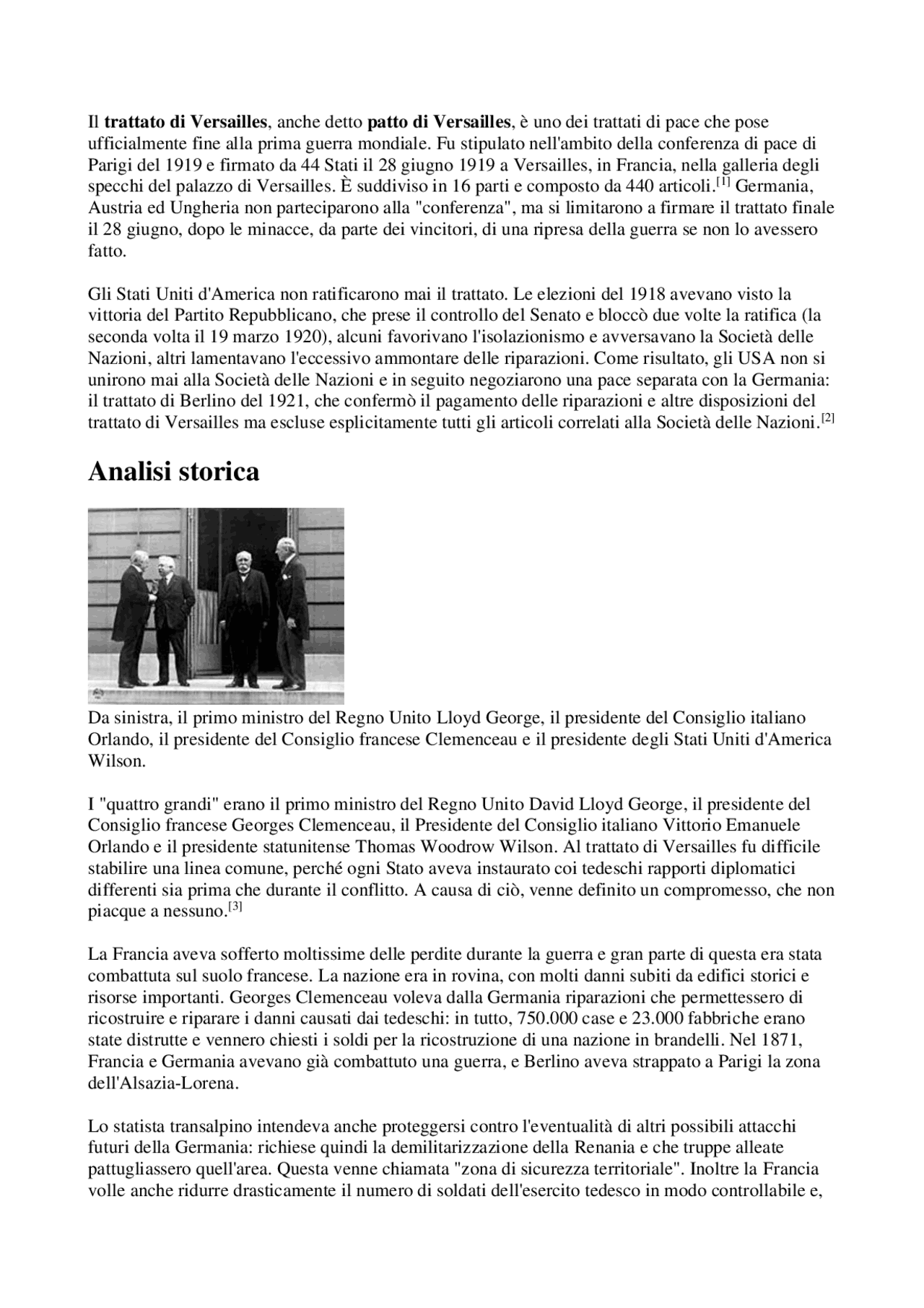 Il Trattato Di Versailles Docsity