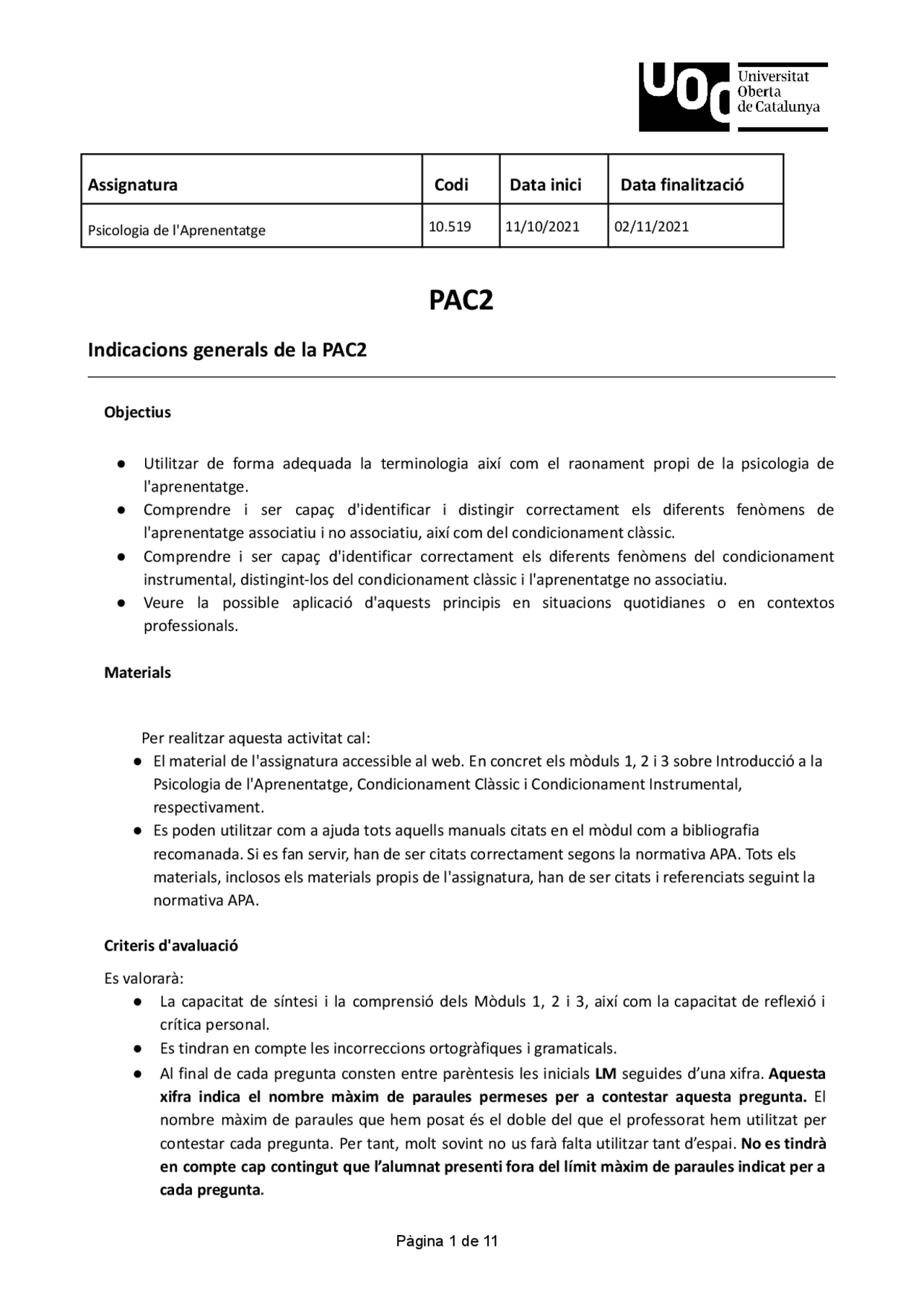 Solucions Pac 2 Psicologia De Laprenentatge Docsity