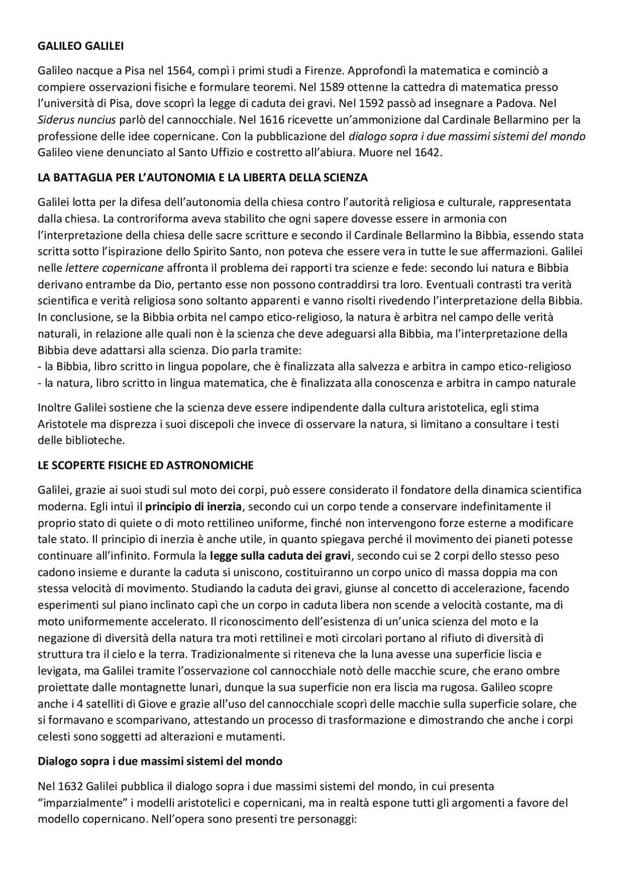 Galilei Bacone Cartesio Docsity
