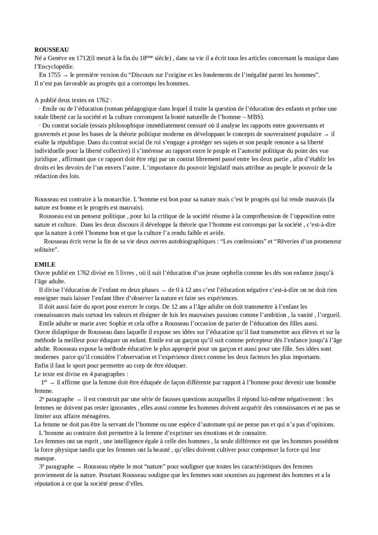 Jean Jacques Rousseau Docsity