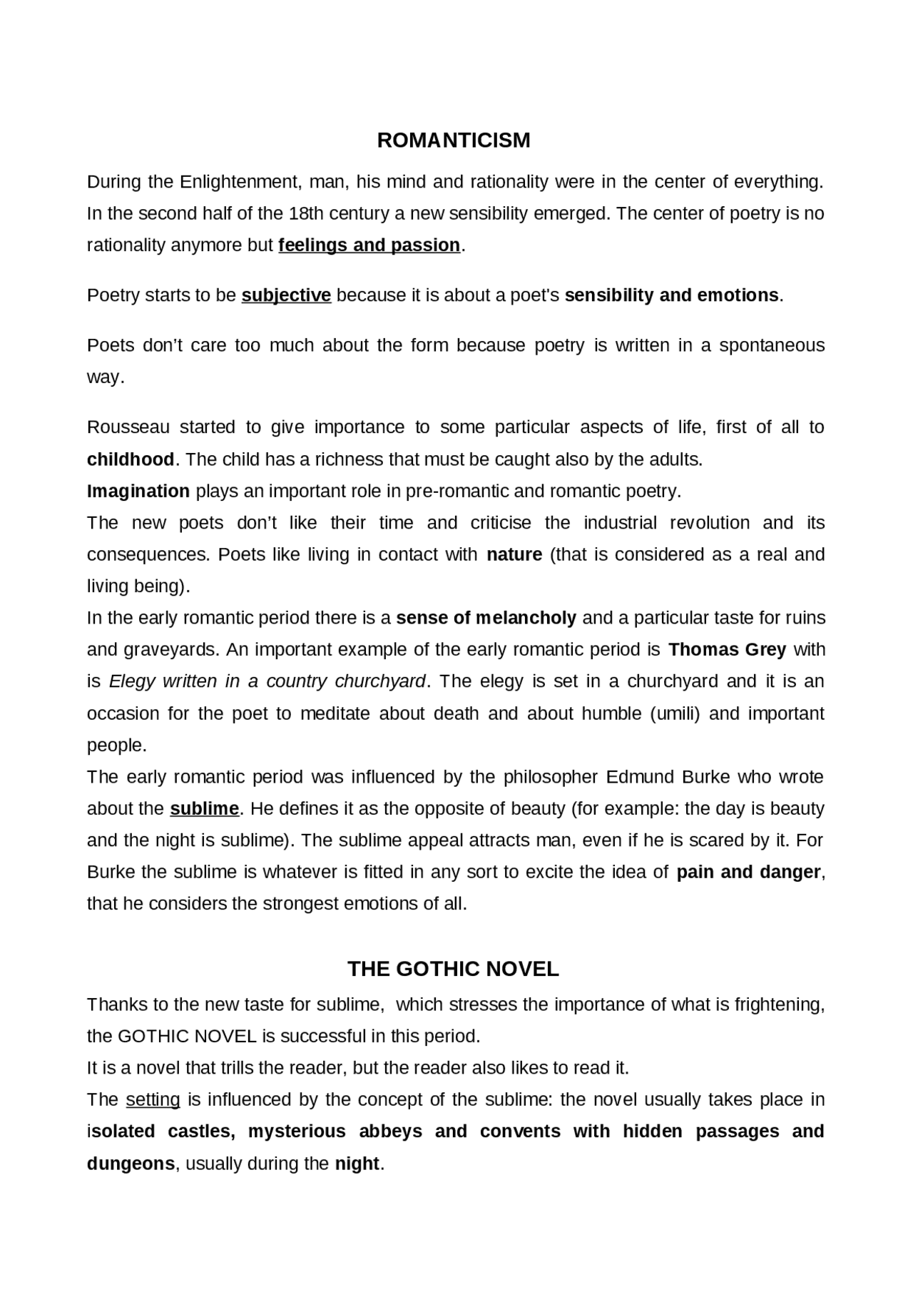 Romanticism,The gothic novel, William Blake e le sue opere - Docsity