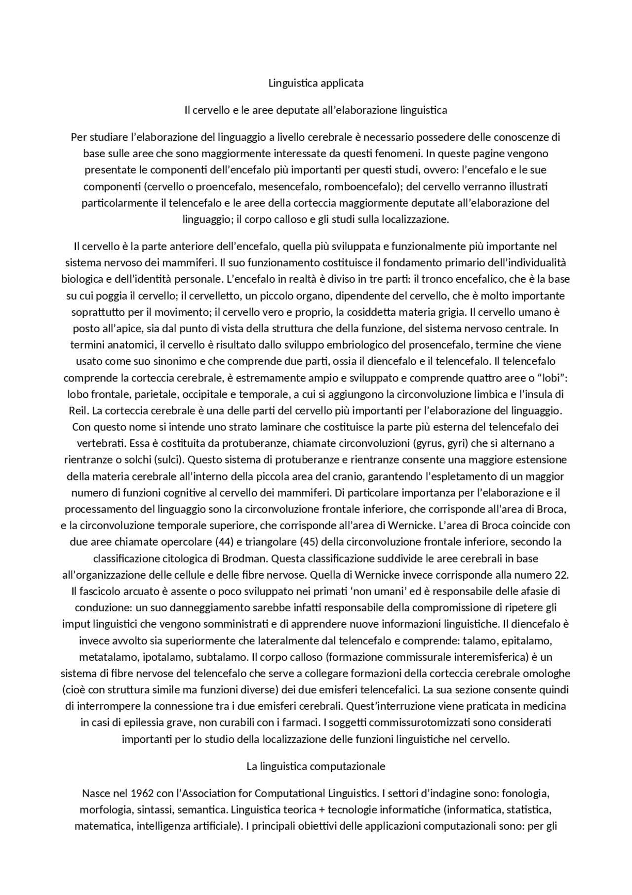 Linguistica Applicata Docsity