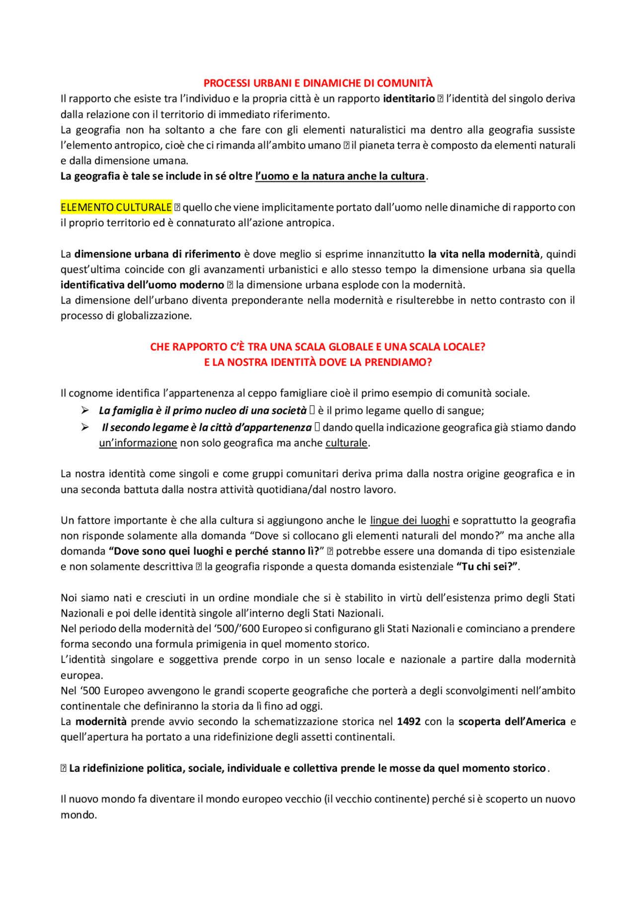 Processi Urbani E Dinamiche Di Comunità Docsity