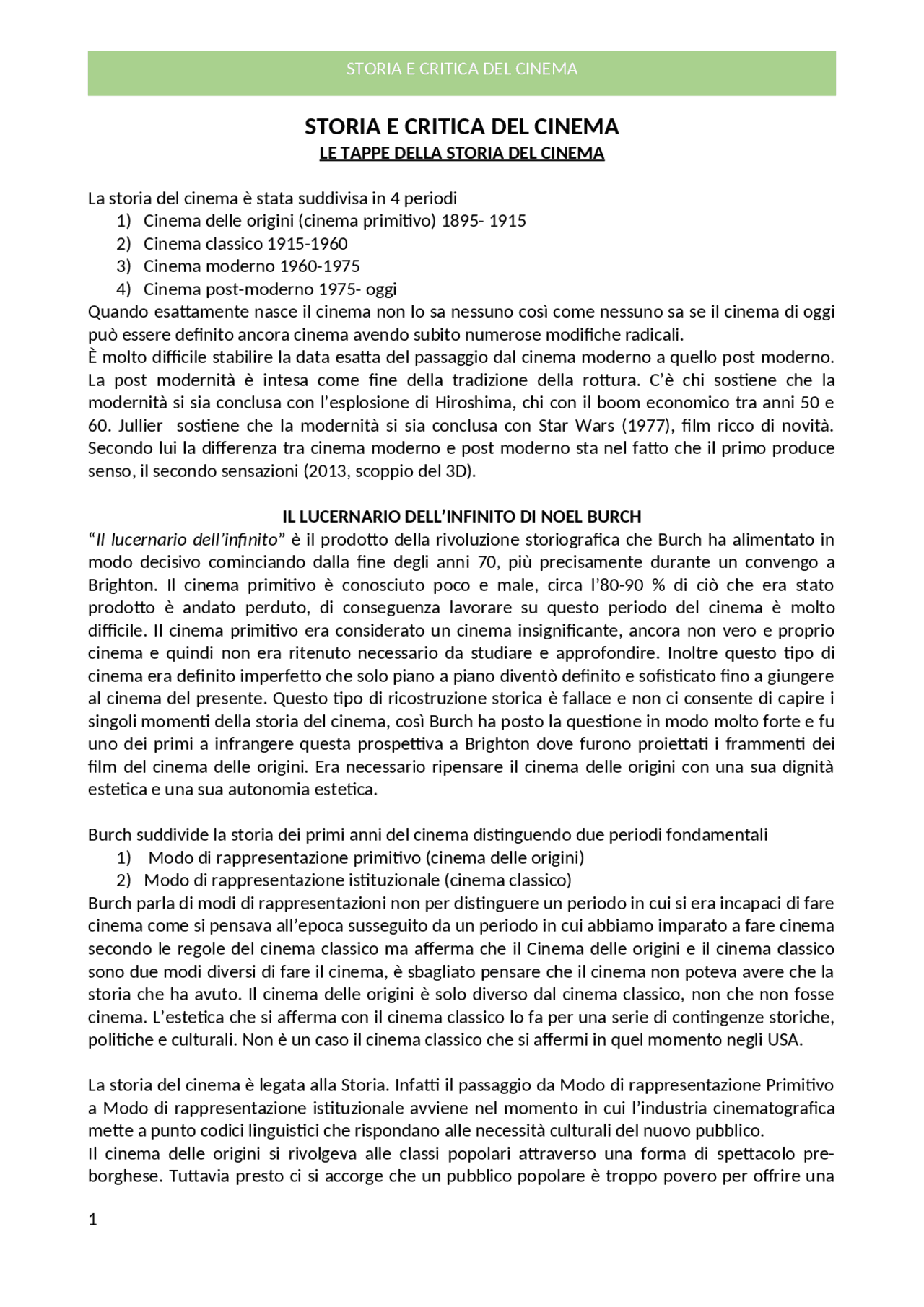 Appunti Modulo A Cinema Docsity