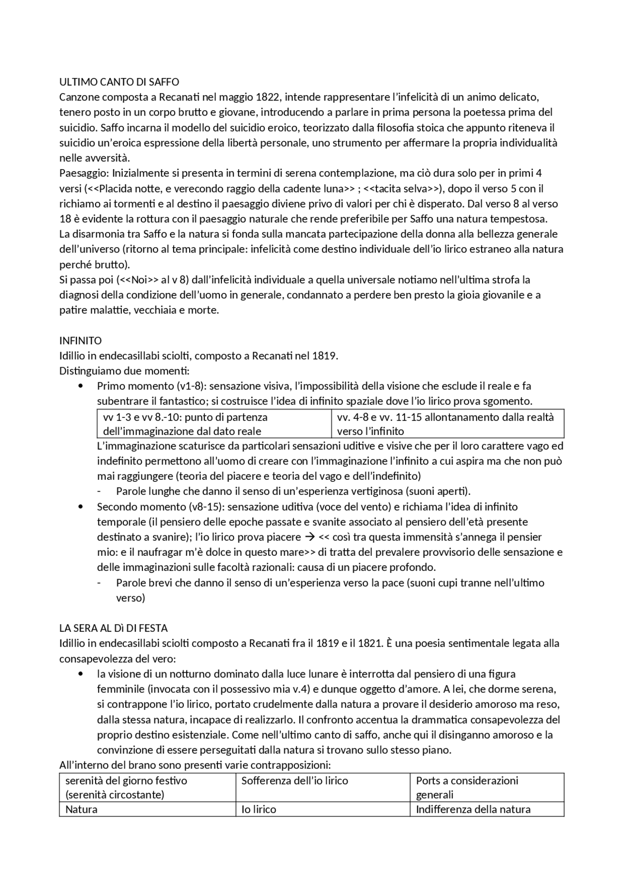 Giacomo Leopardi Analisi Dei Canti Docsity