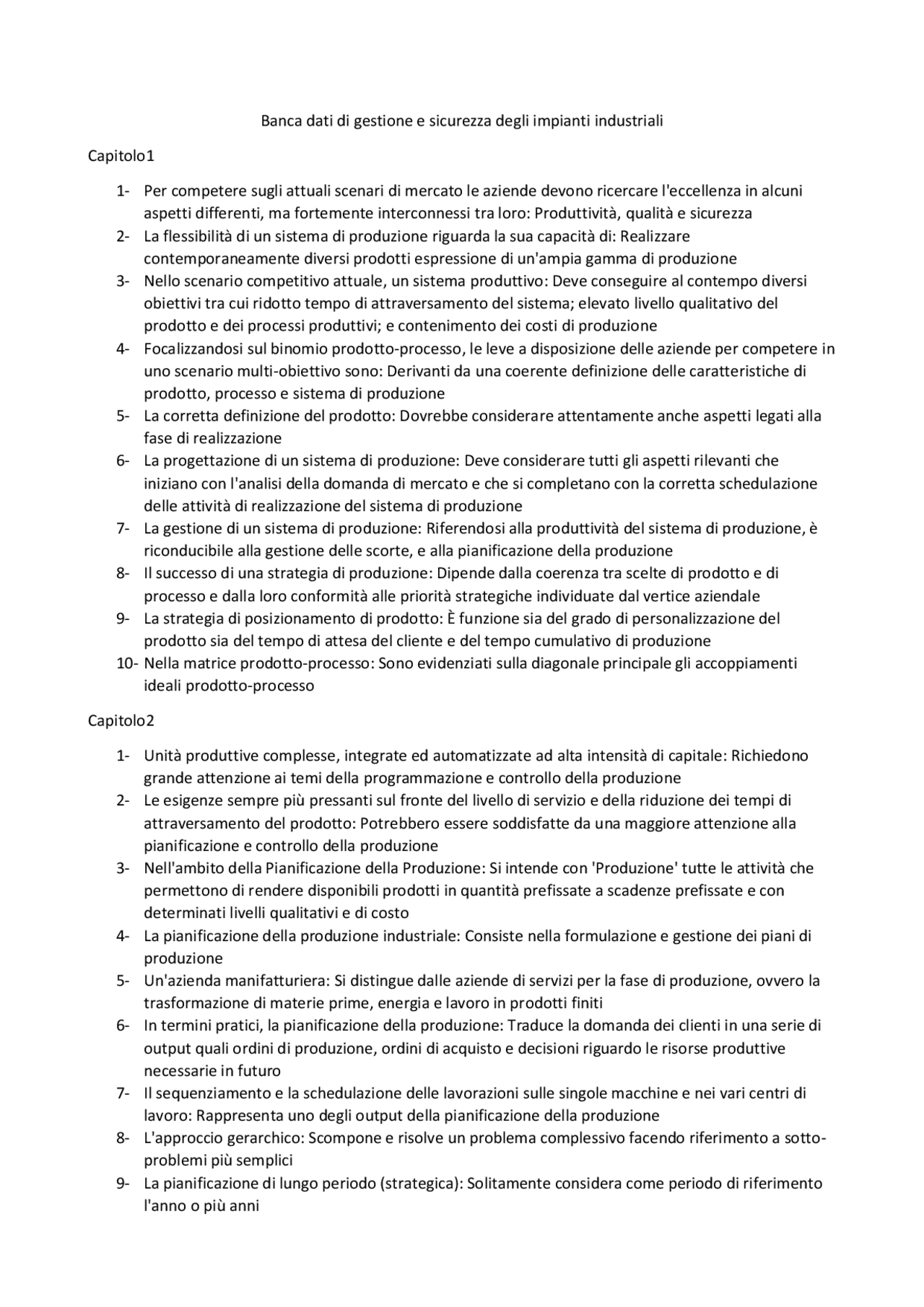 Gestione E Sicurezza Di Impianti Industriali Docsity