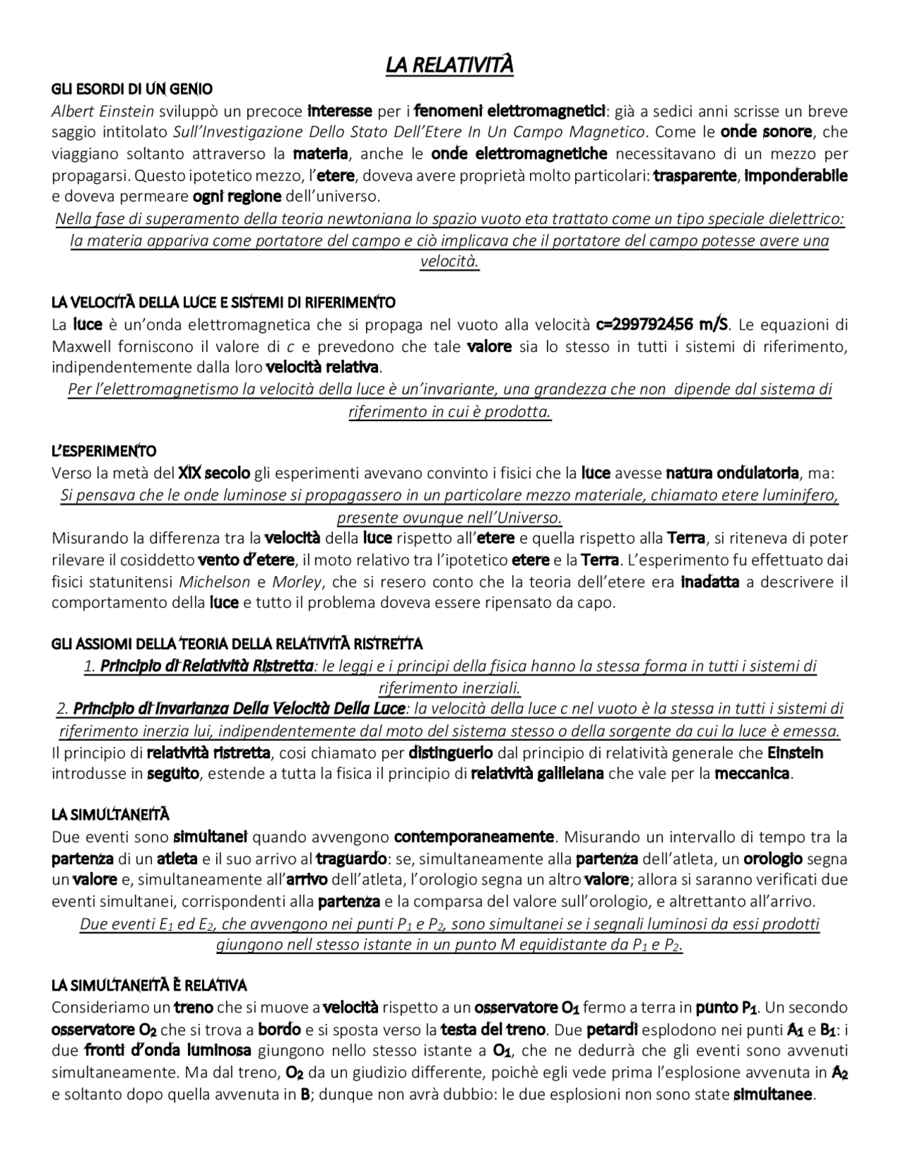Einstein E La Relatività Dispense Di Fisica Docsity
