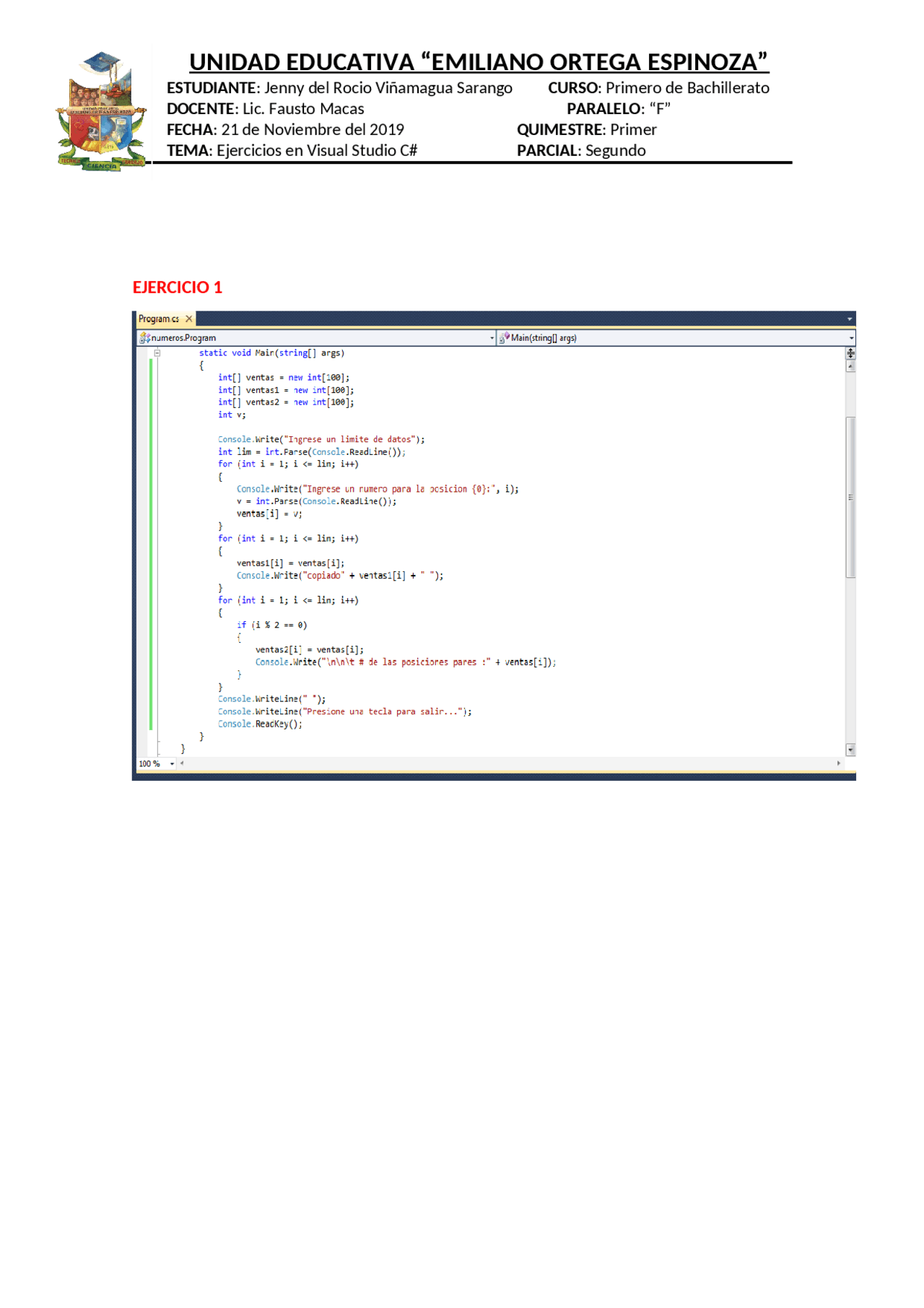 Tarea De Programación Docsity