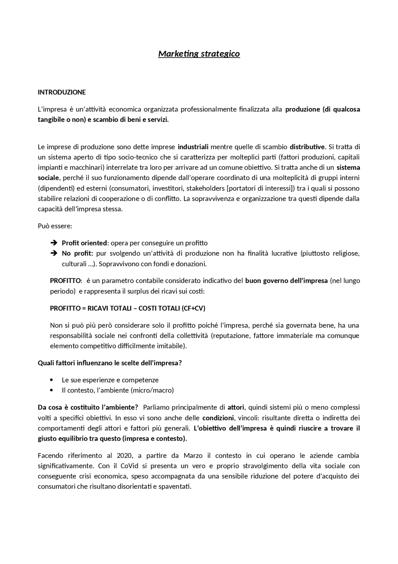 Appunti Marketing Strategico Docsity