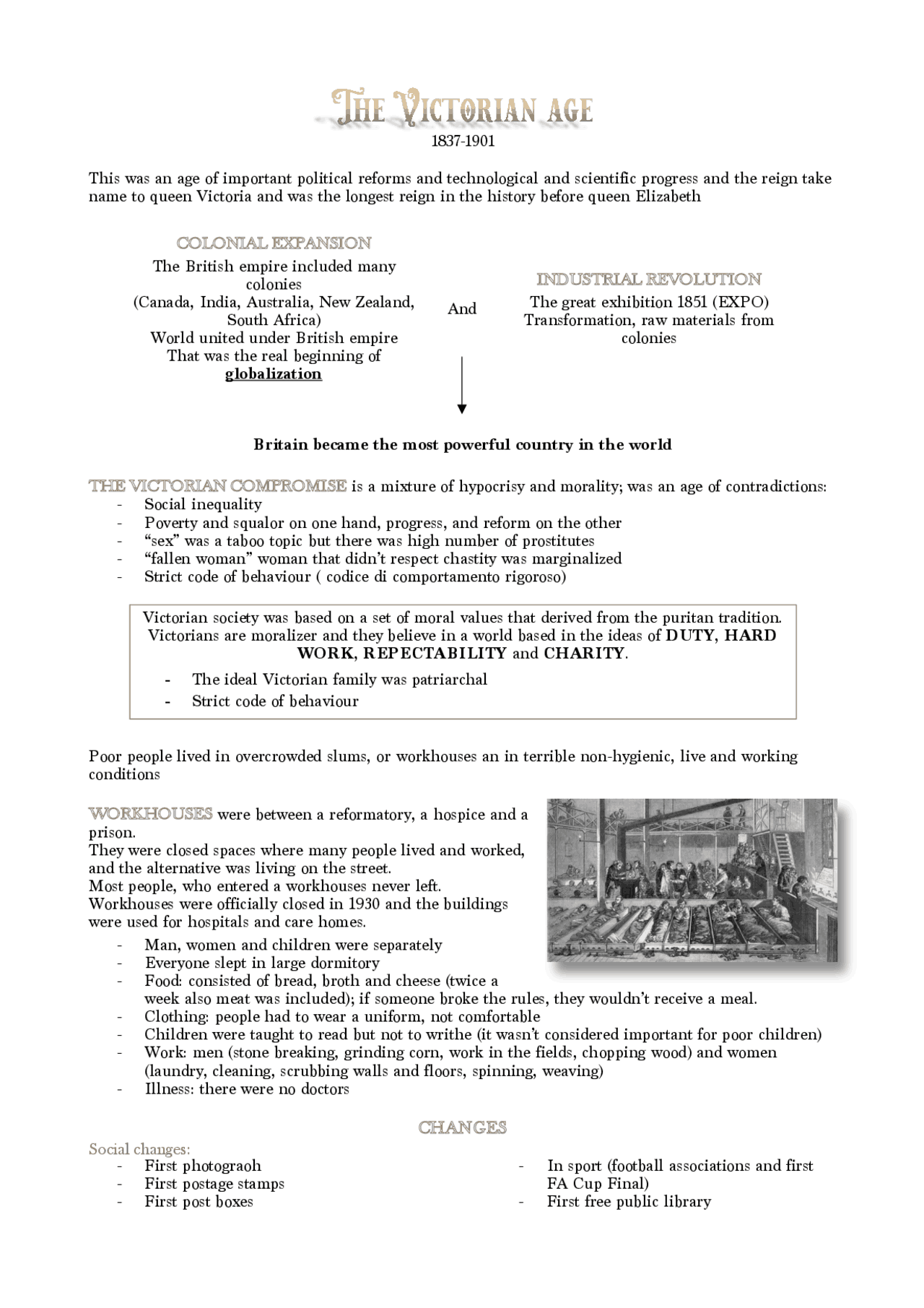 The Victorian Age Lingua Inglese Docsity