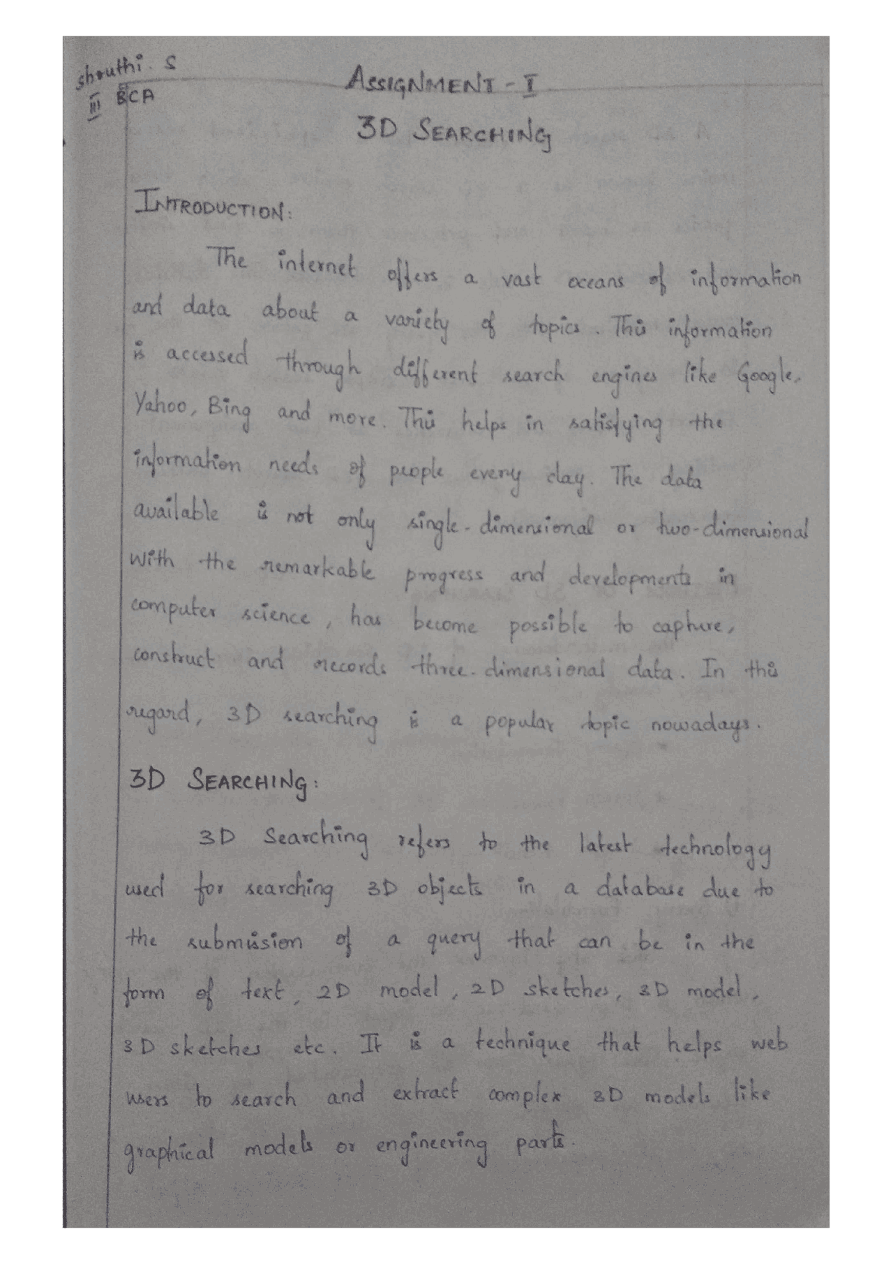 3d Searching Assignment Docsity