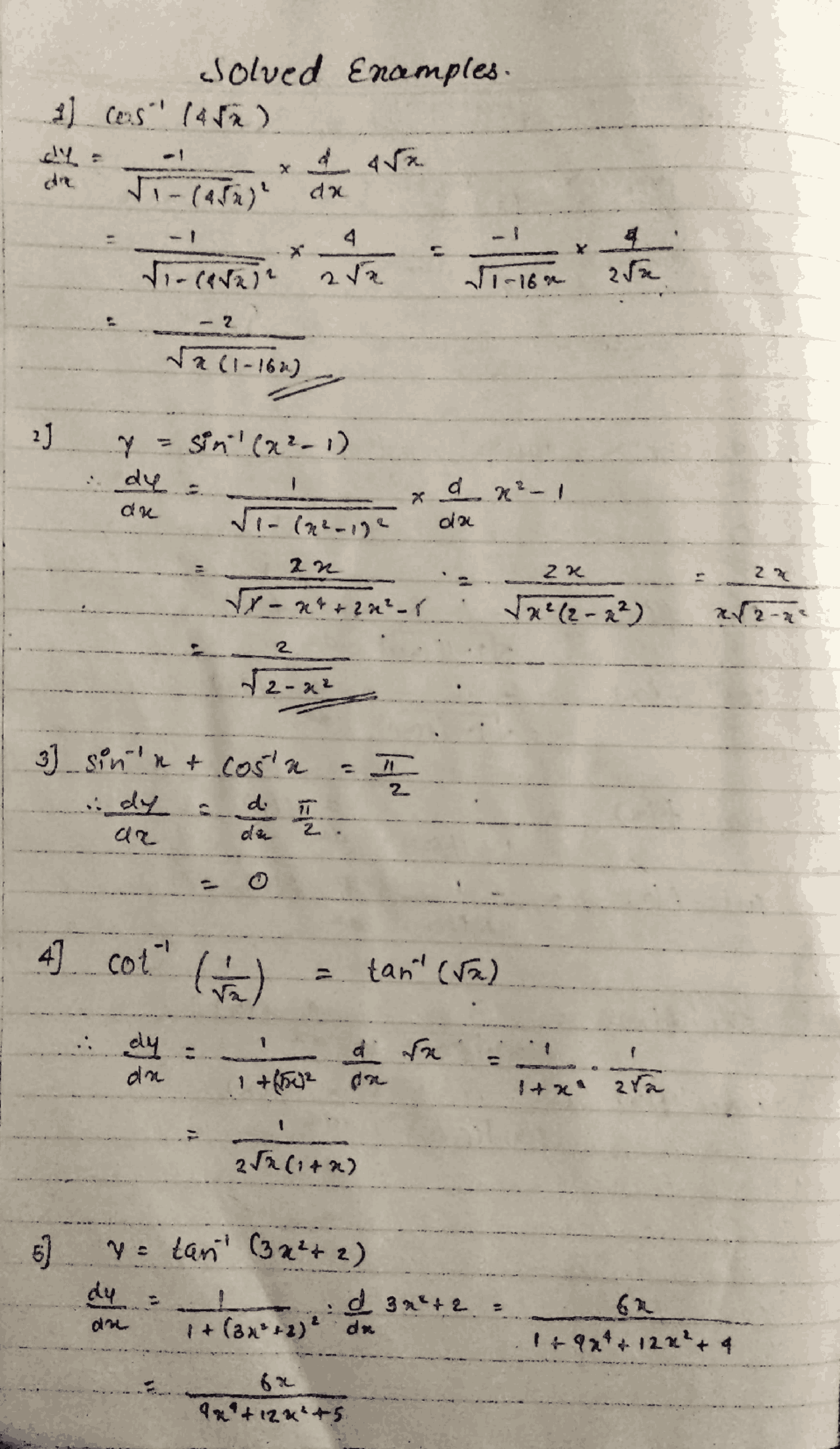 Differentiation of inverse Trigonometric function - Docsity