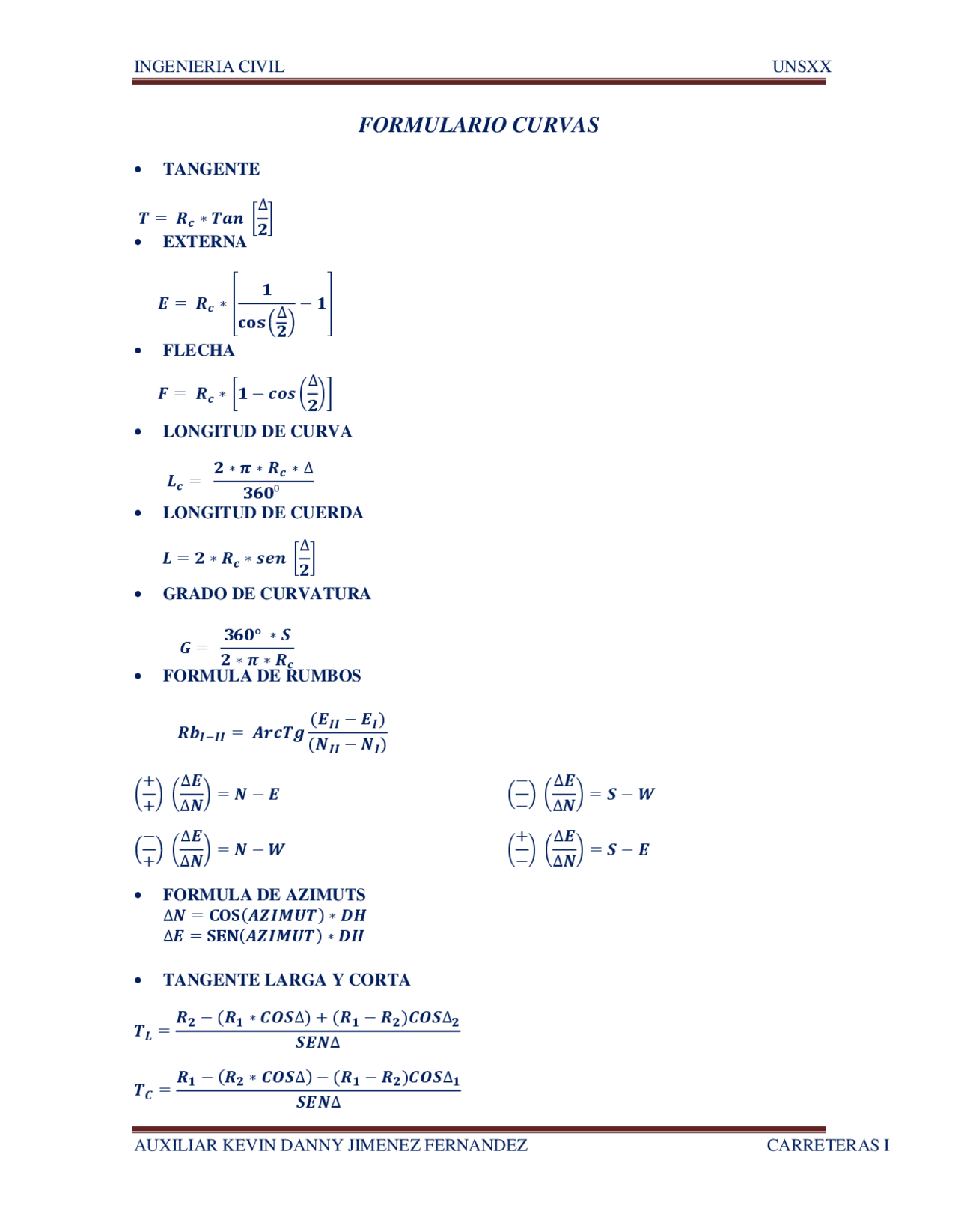 Formula de curvas simples | Exámenes selectividad de Física - Docsity