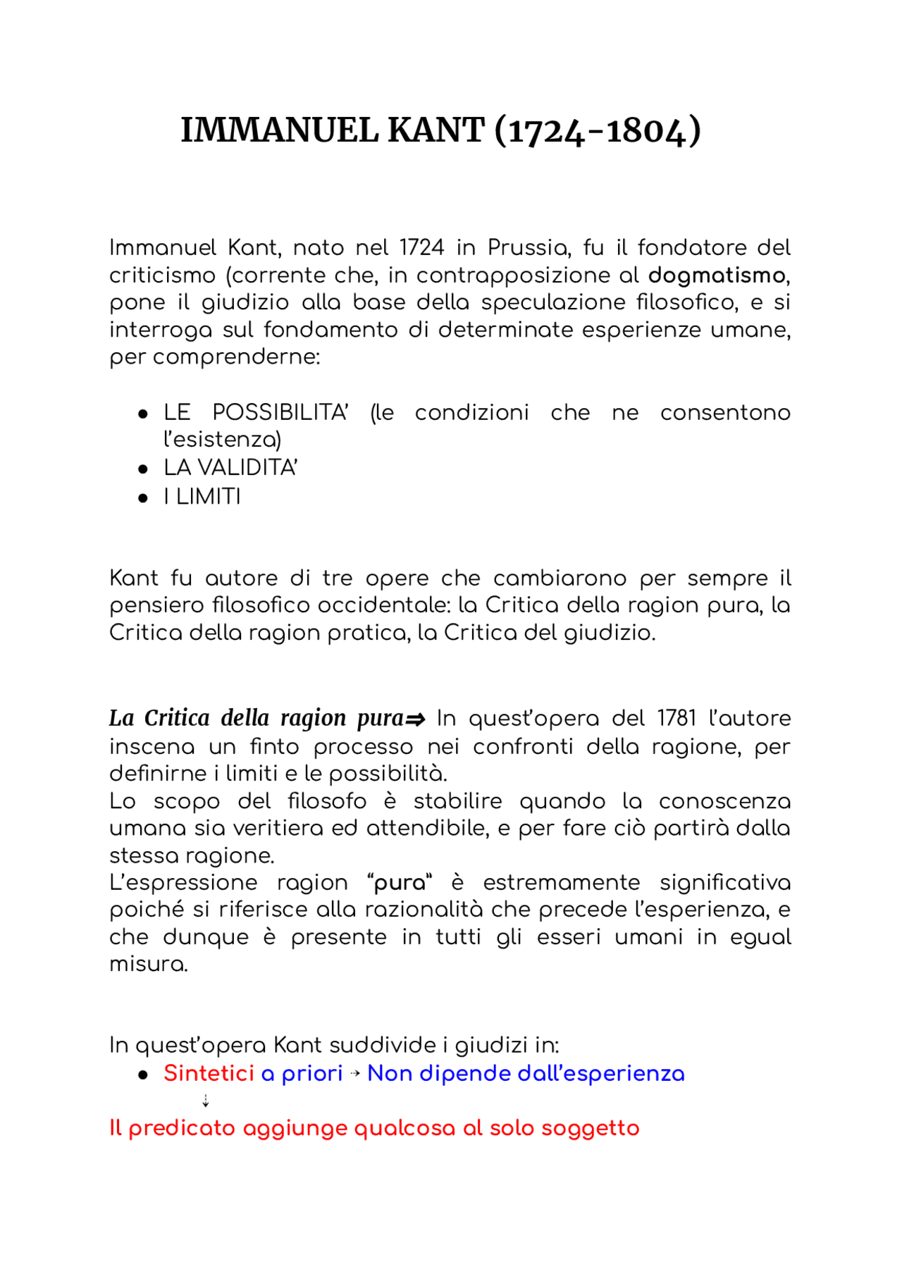 Filosofia di Immanuel Kant - Docsity