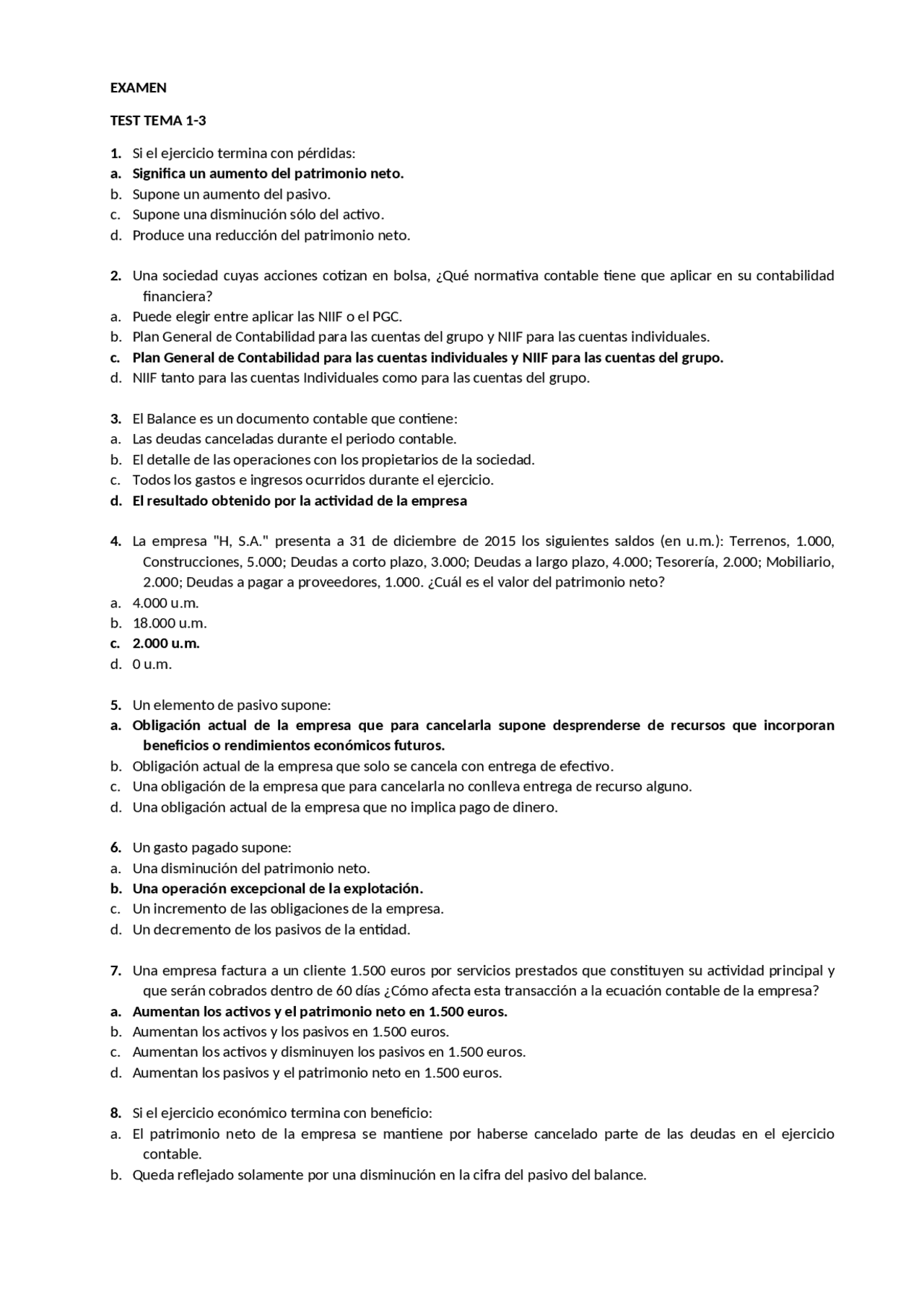 Tests Autoevaluación Docsity