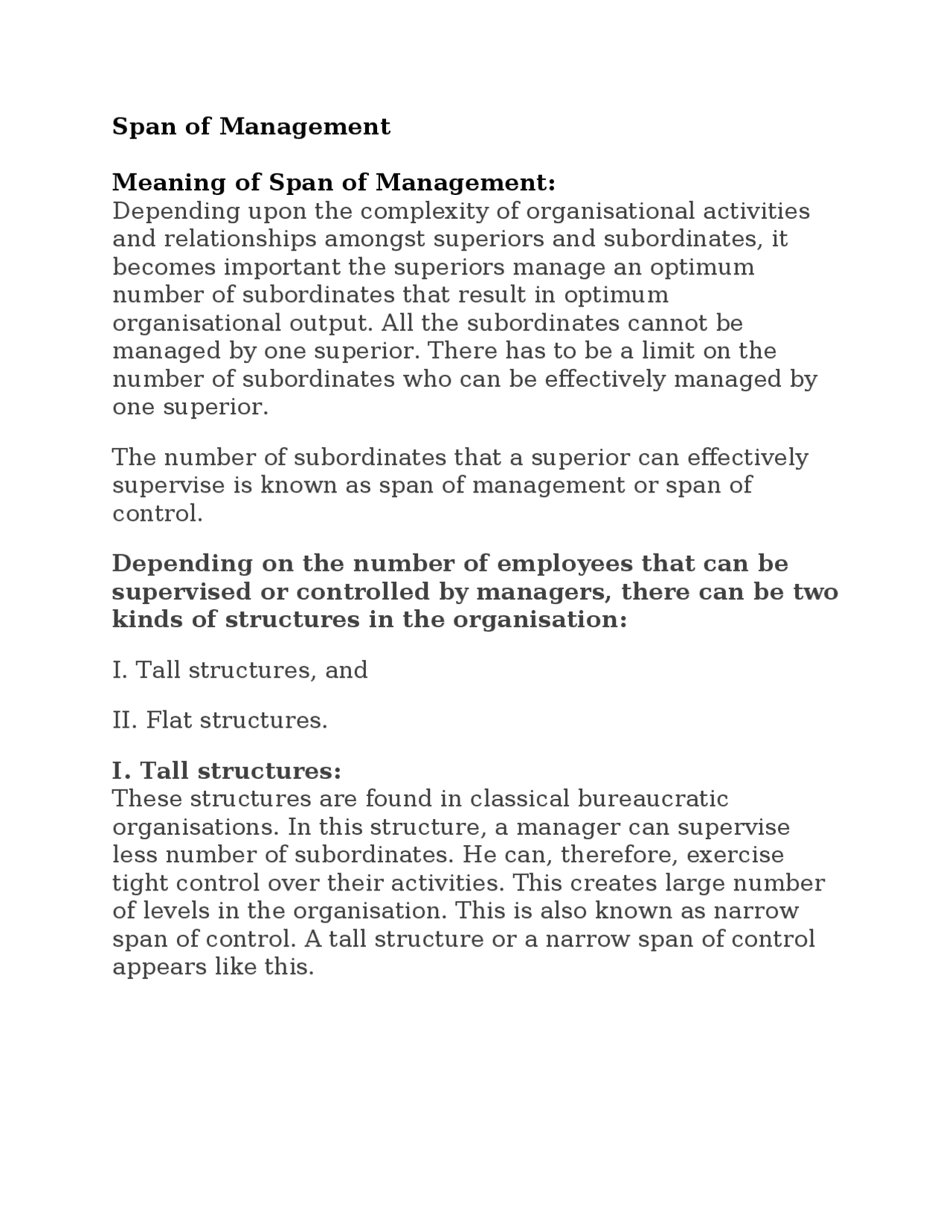 Span of Management and Tall Structures in Organisations | Essays (high ...