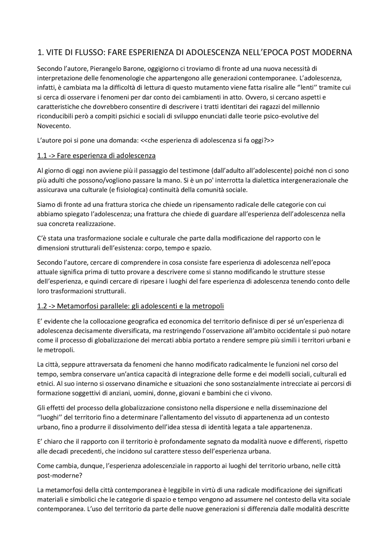 Riassunto Completo E Chiaro Vite Di Flusso Pierangelo Barone Docsity