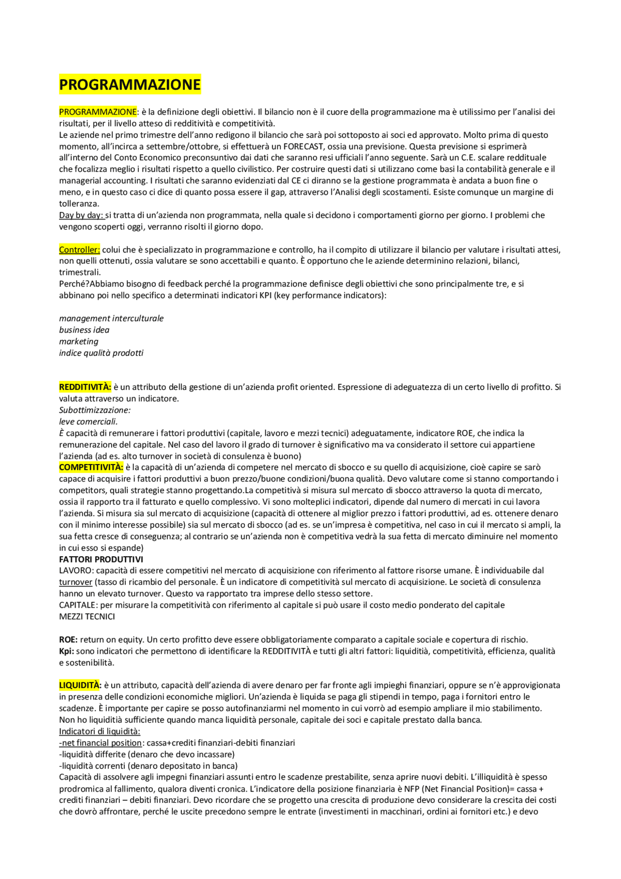 Programmazione Appunti Docsity