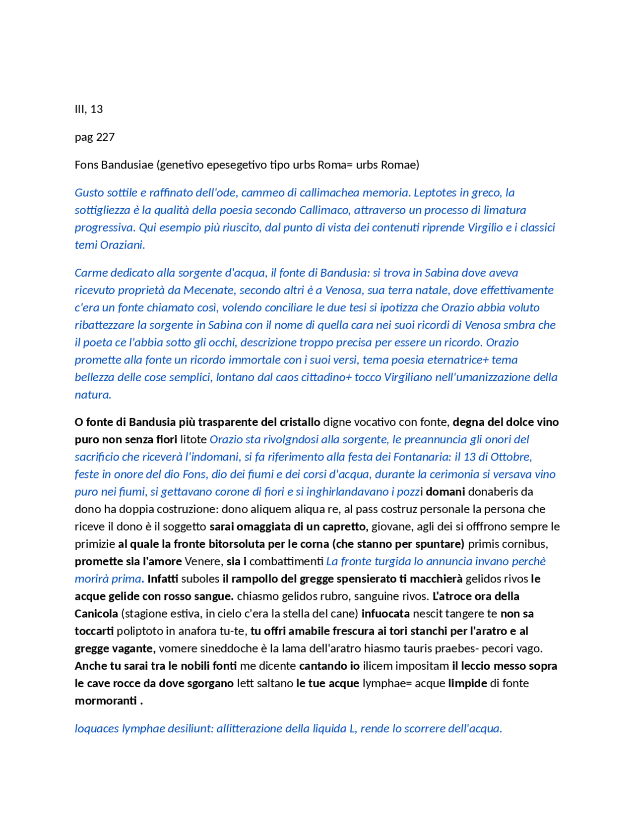 FONTE DI BANDUSIA traduzione, analisi, spiegazione | Temi di Lingue e ...