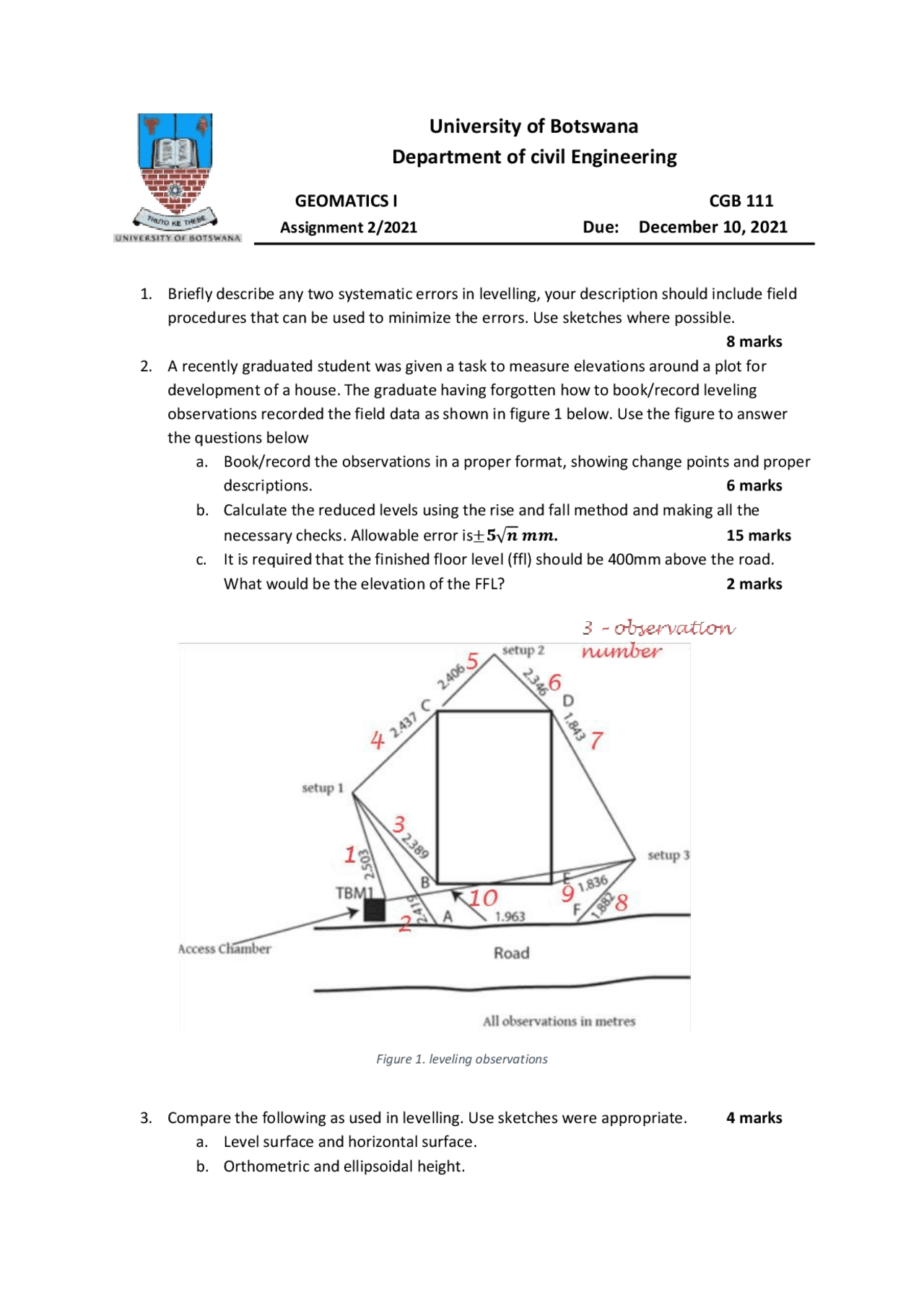 Geomatics Assignments 1 Part Of Ca Docsity