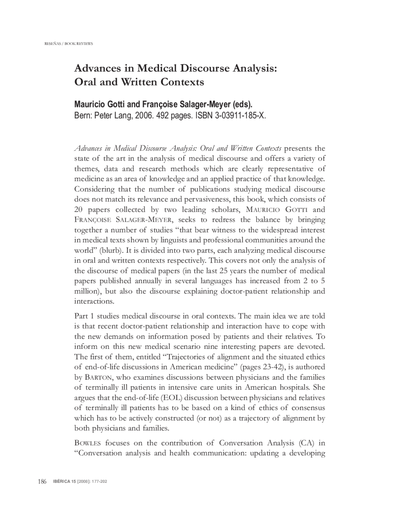 Advances In Medical Discourse Analysis Docsity