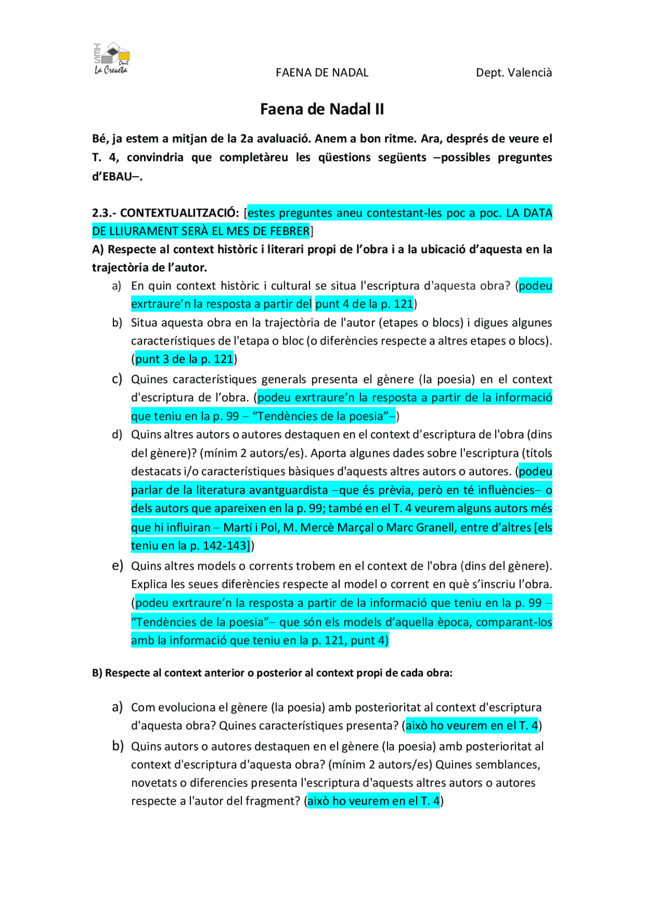 Ejercicios De Literatura Docsity