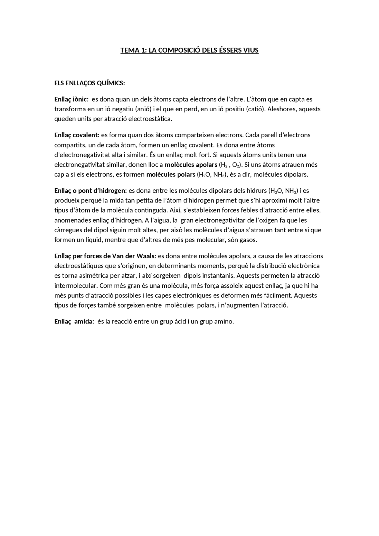 Tema 1 La ComposiciÓ Dels Éssers Vius Docsity