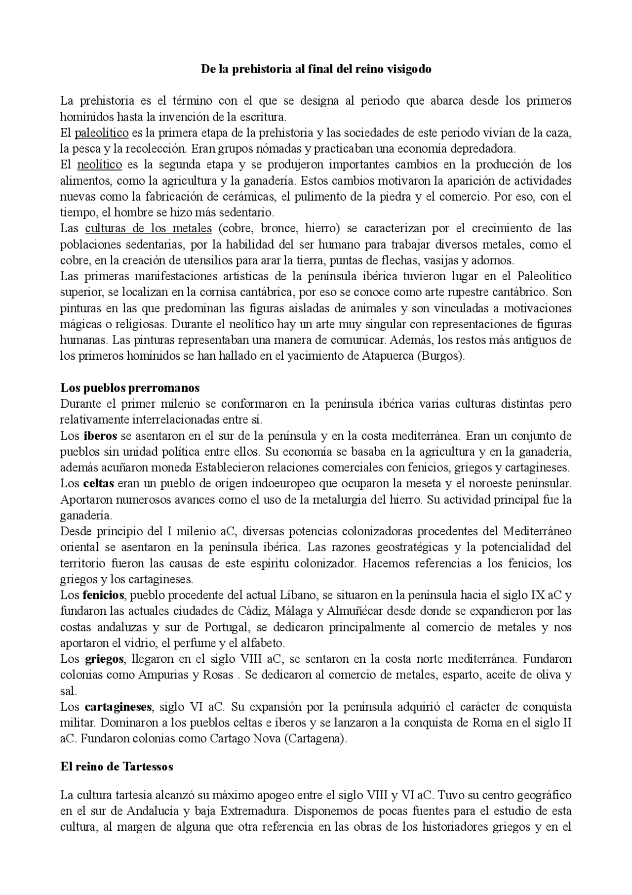 Historia De España Desde Prehistoria Hasta Transición Democratica Docsity