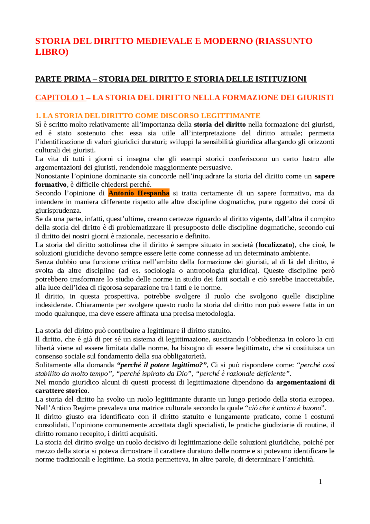 Sintesi Storia Del Diritto Medioevale E Moderno Docsity