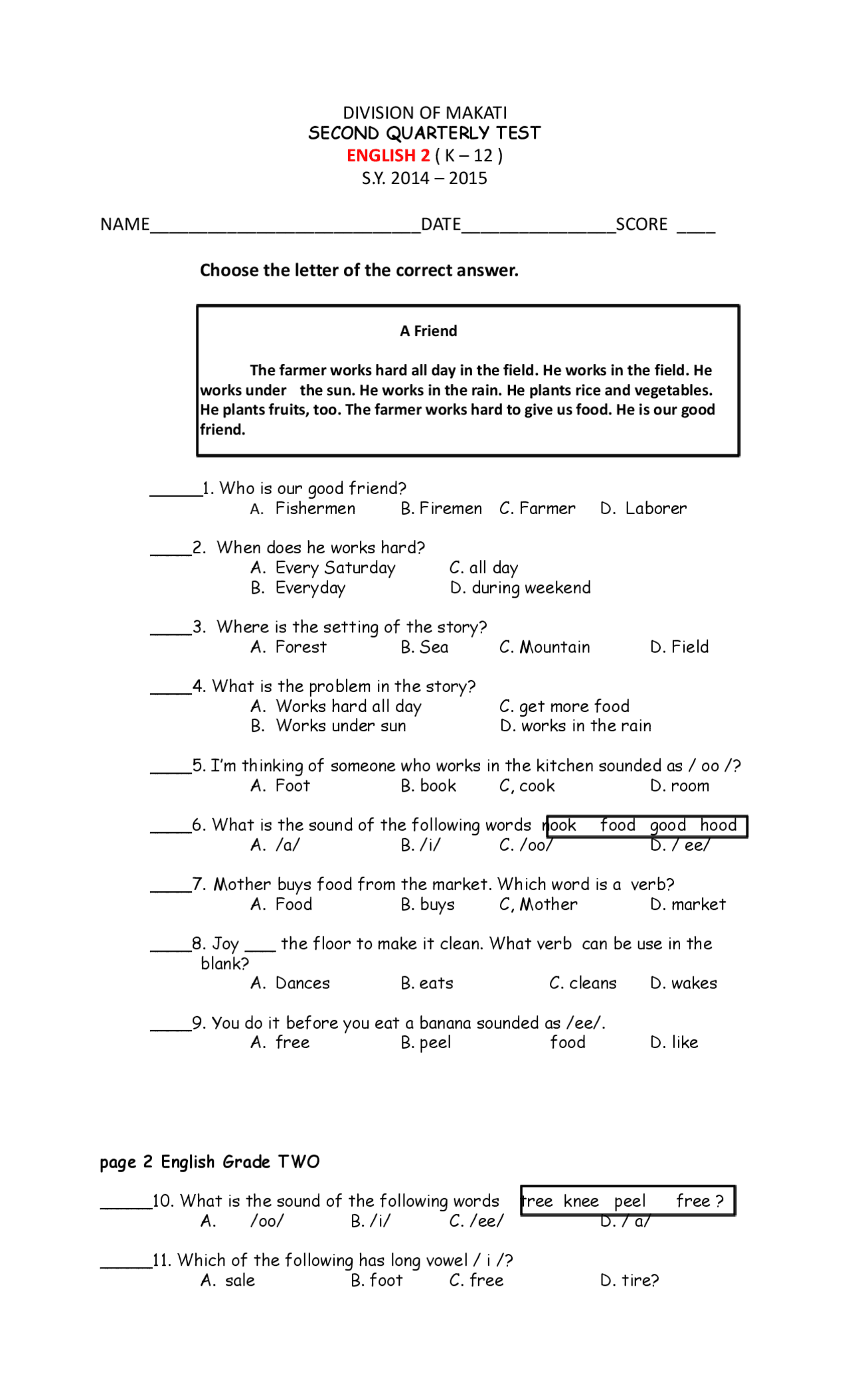EXAM FOR ALS STUDENTS - Docsity