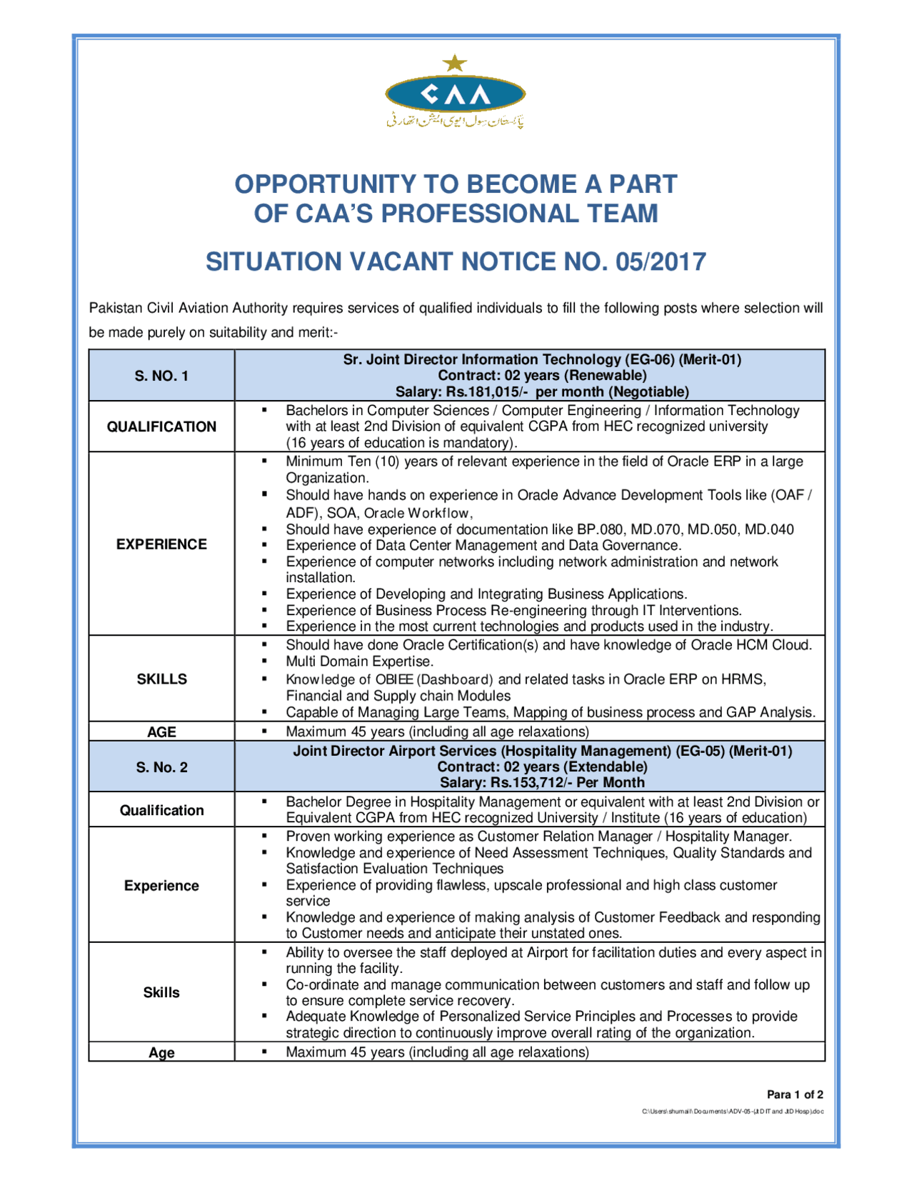 CAA document of internship Aviation industry - Docsity