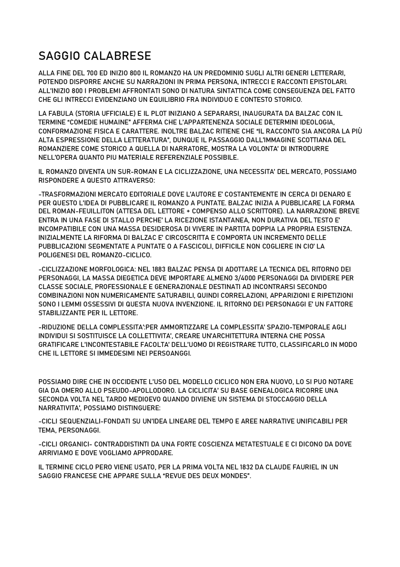 Saggio Stefano Calabrese Docsity