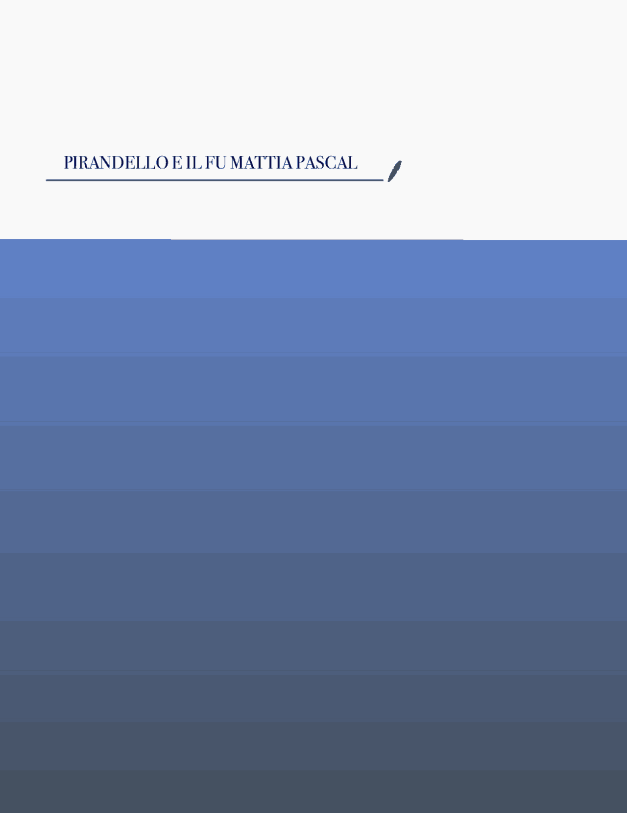 Il Fu Mattia Pascal Di Luigi Pirandello Docsity