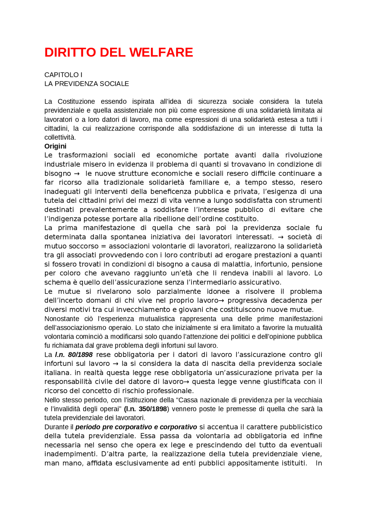 Appunti Di Diritto Del Welfare Docsity
