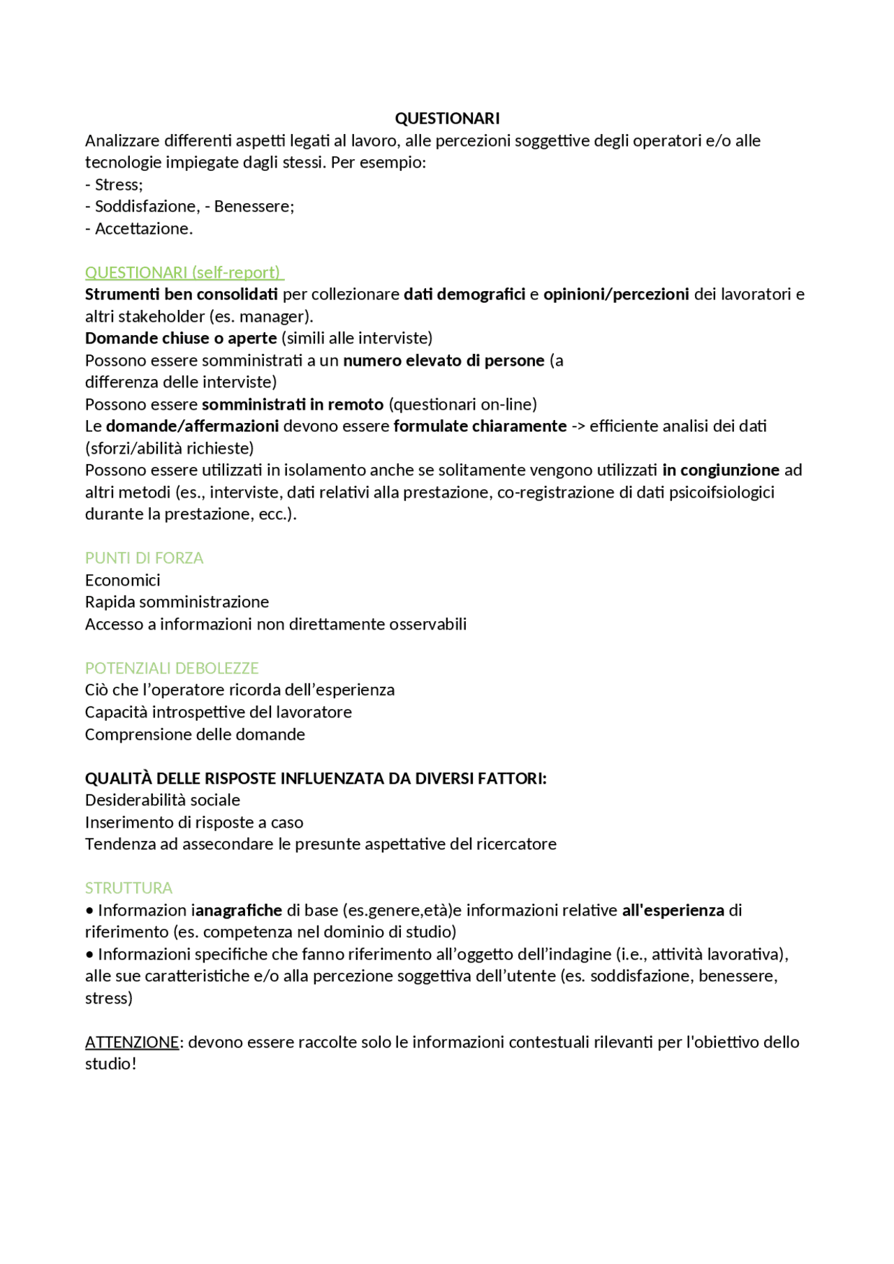 Riassunto Dei Metodi Docsity