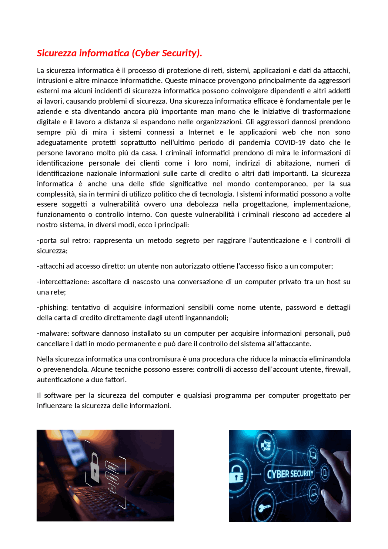 Sicurezza Informatica Appunti Di Informatica Docsity