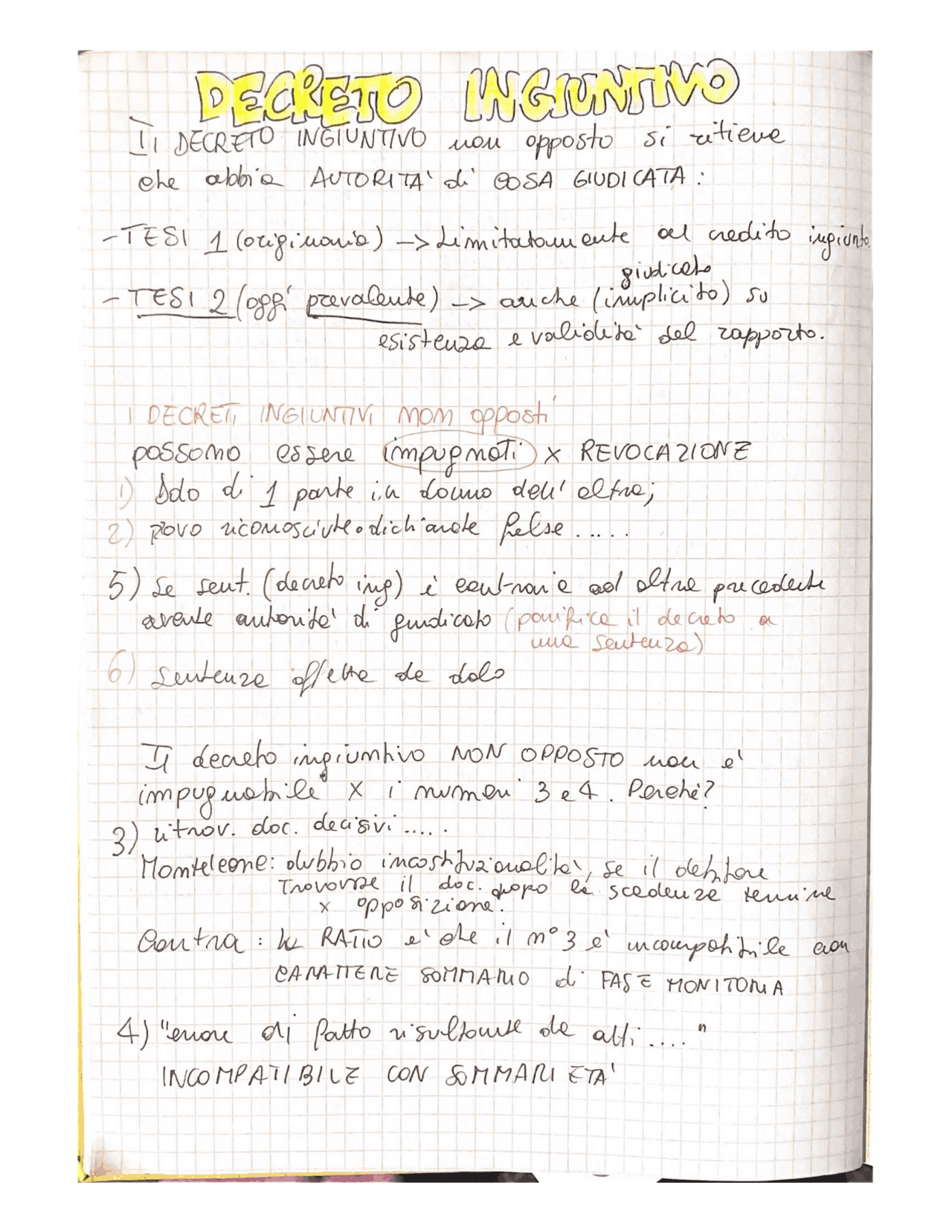 Schema Decreto Ingiuntivo Docsity