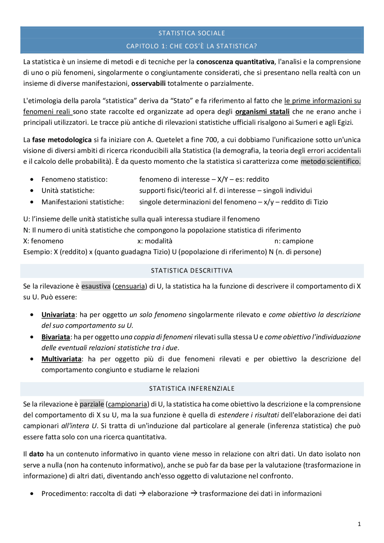 Statistica Sociale Statistica Di Base Docsity