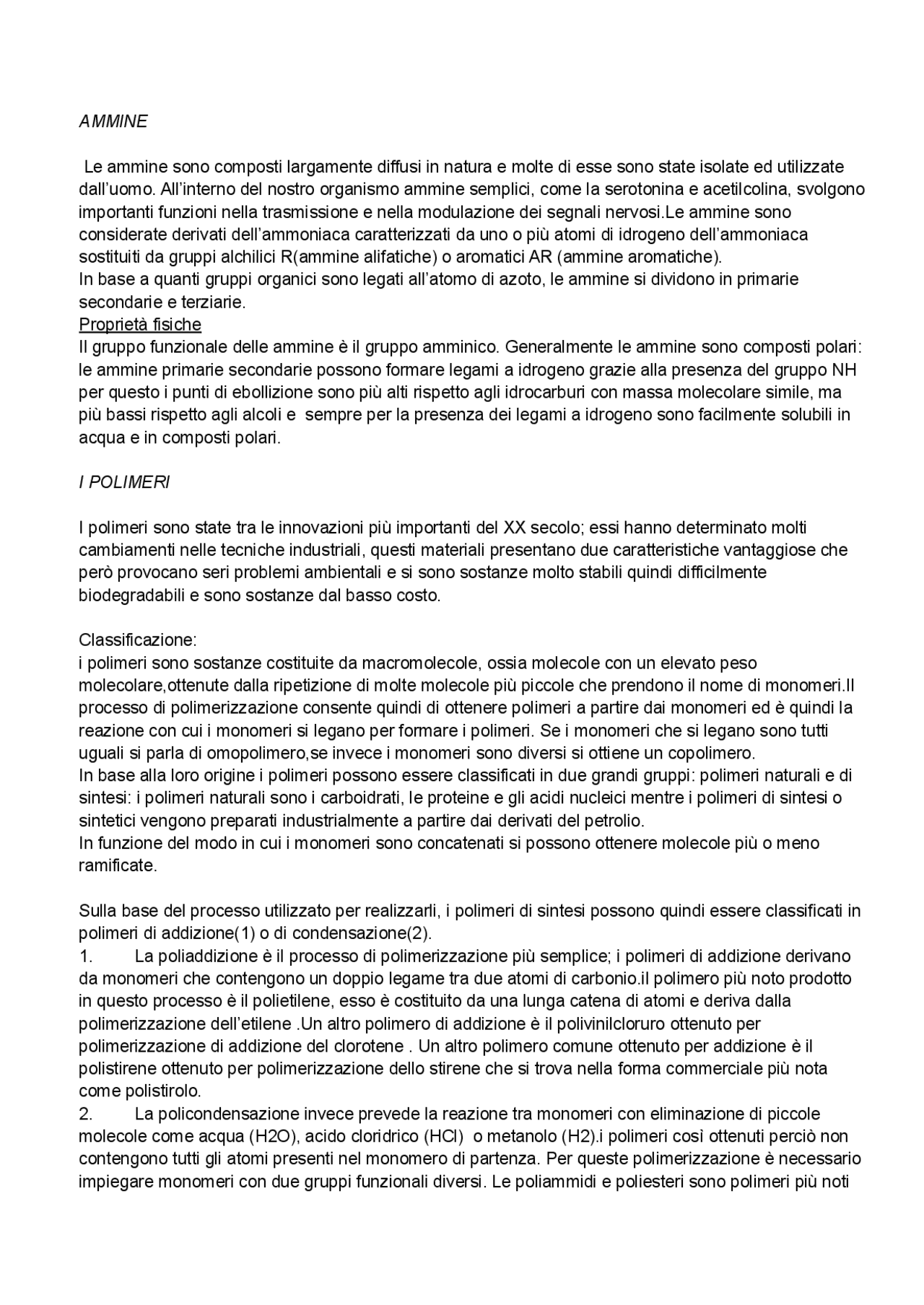 Ammine Polimeri E Carboidrati Docsity