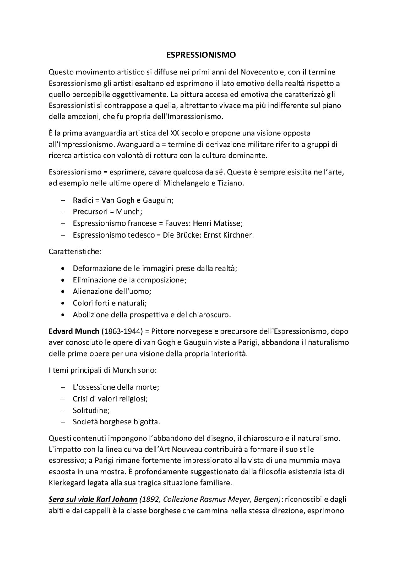 Espressionismo E Cubismo Docsity