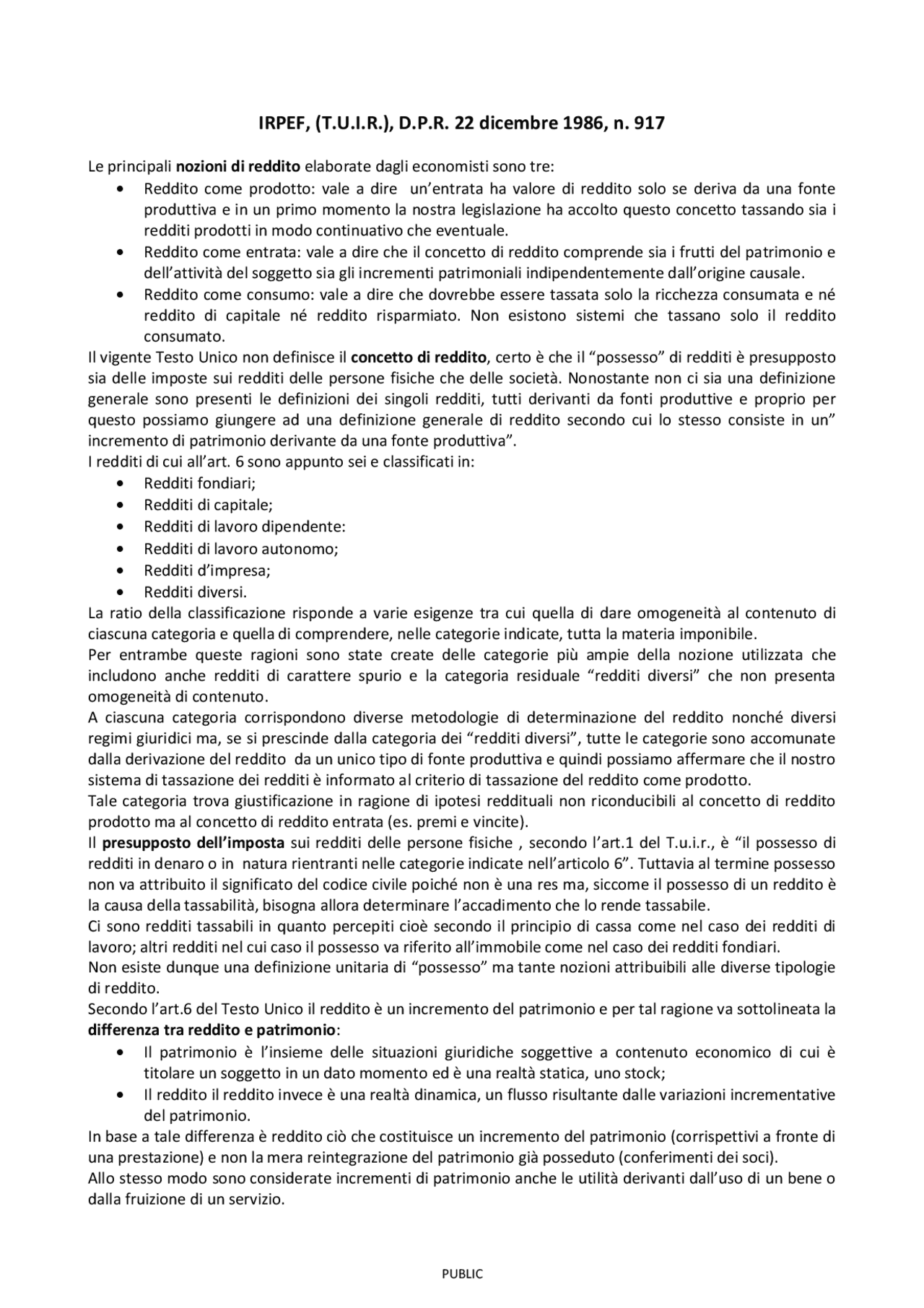 Diritto Tributario Parte Speciale - Docsity